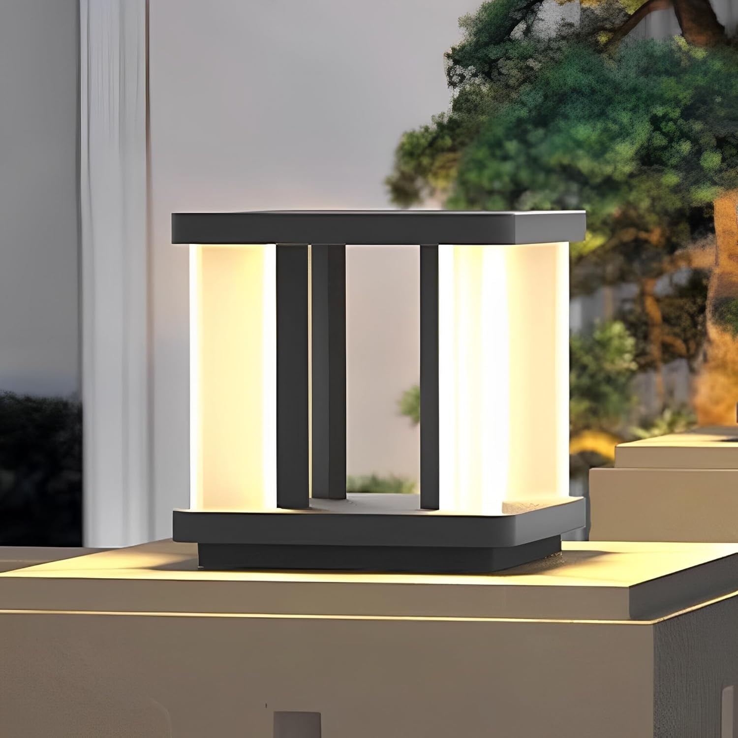 Outdoor Column Light Modern Square Post Light Fixture Stainless Steel ...