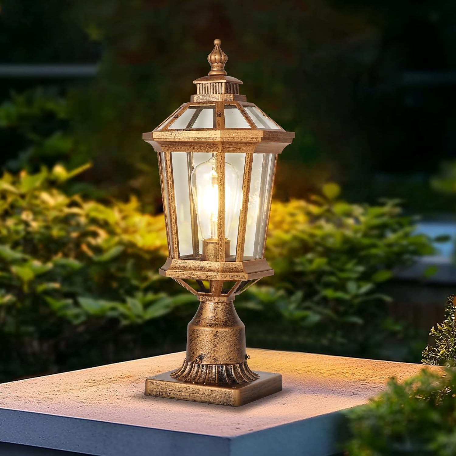 Outdoor Column Lights Post Fixture with Pier Mount Base Exterior Pole ...