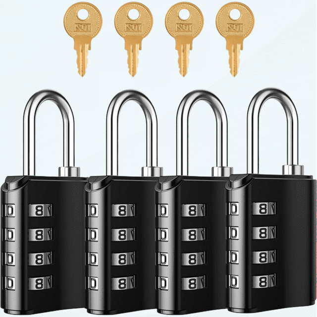 Outdoor Combination Padlock, 4 Digit Combination Lock with Key, Heavy ...