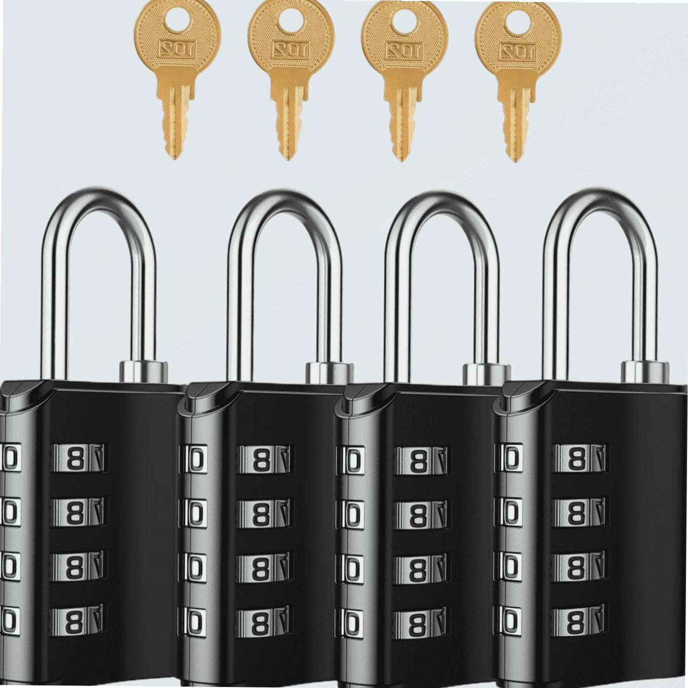 Outdoor Combination Padlock, 4 Digit Combination Lock with Key, Heavy ...