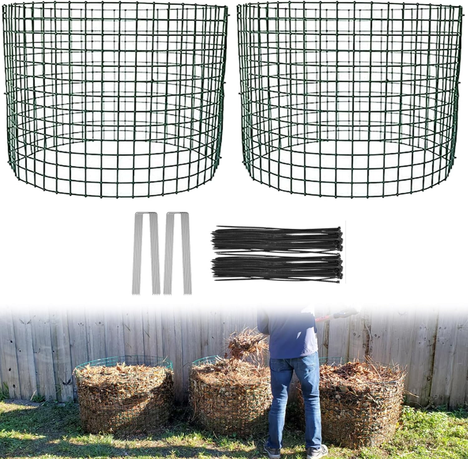 Outdoor Compost Bin, 2Pcs Large Expandable Garden Wire Compost Tumbler ...
