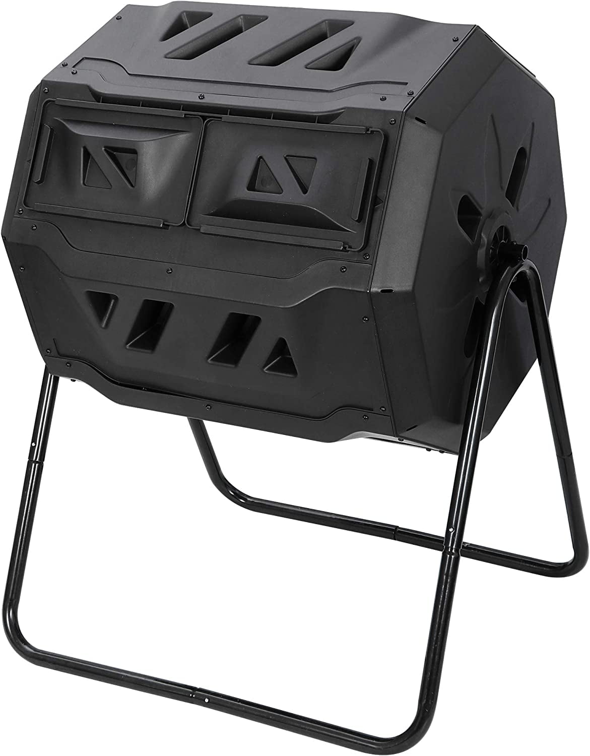 Outdoor Compost Bin Dual Chamber Tumbling 43 Gallon Composter Rotating ...