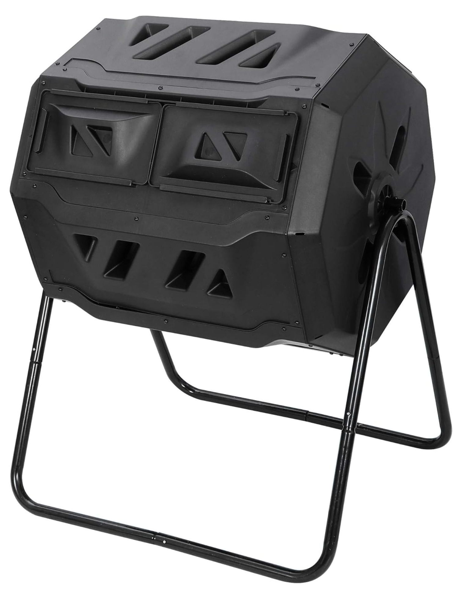 Outdoor Compost Bin Dual Chamber Tumbling Composter Rotating w/Sliding ...