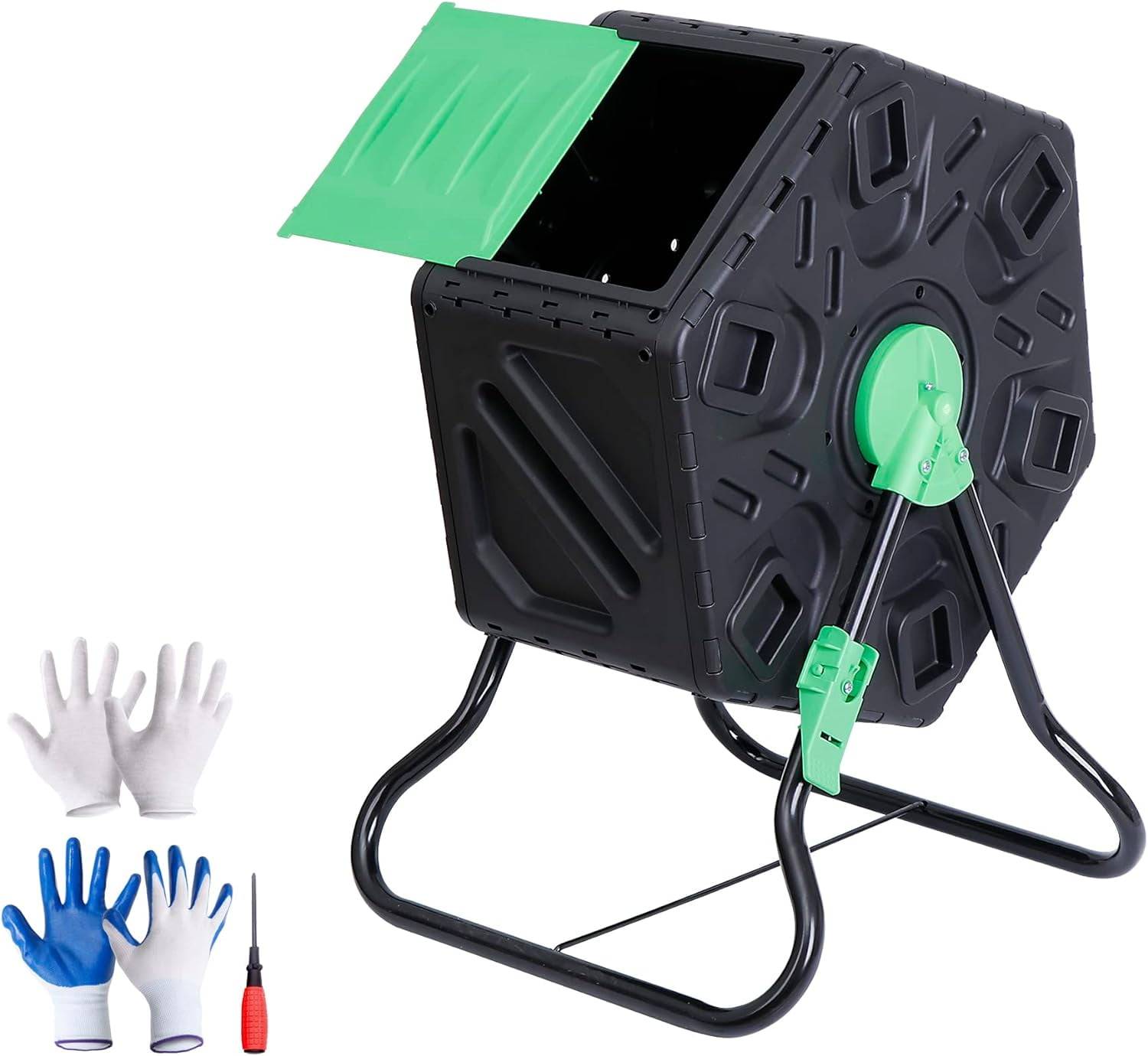 Outdoor Composting Bin, 18.5 Gallon Single Chamber Small Tumbling ...