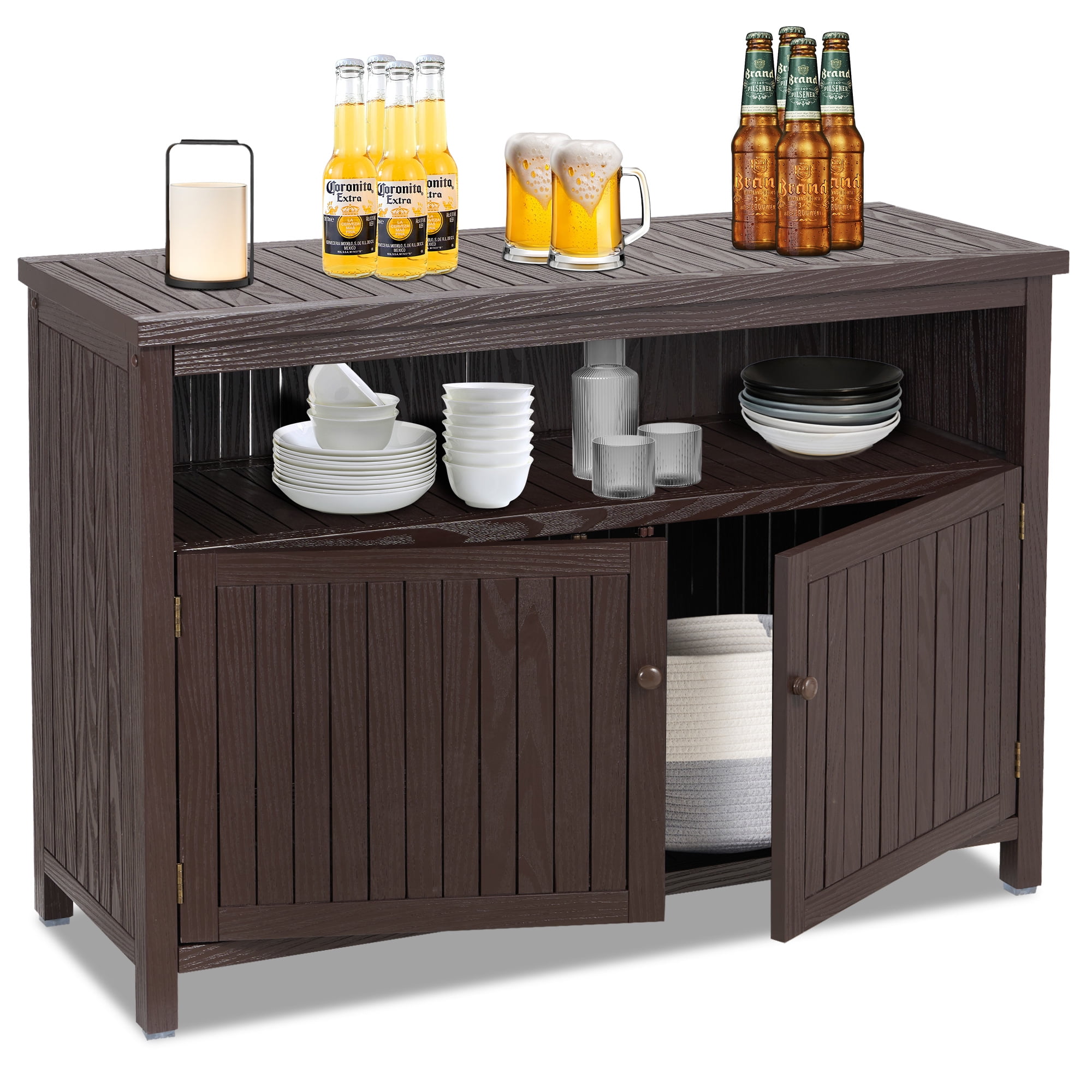 Outdoor Console Sideboards Buffet Cabinet, Solid Wood Storage Cabinet ...