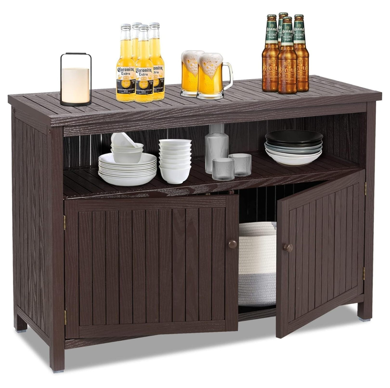 Outdoor Console Sideboards Buffet Cabinet, Solid Wood Storage Cabinet ...