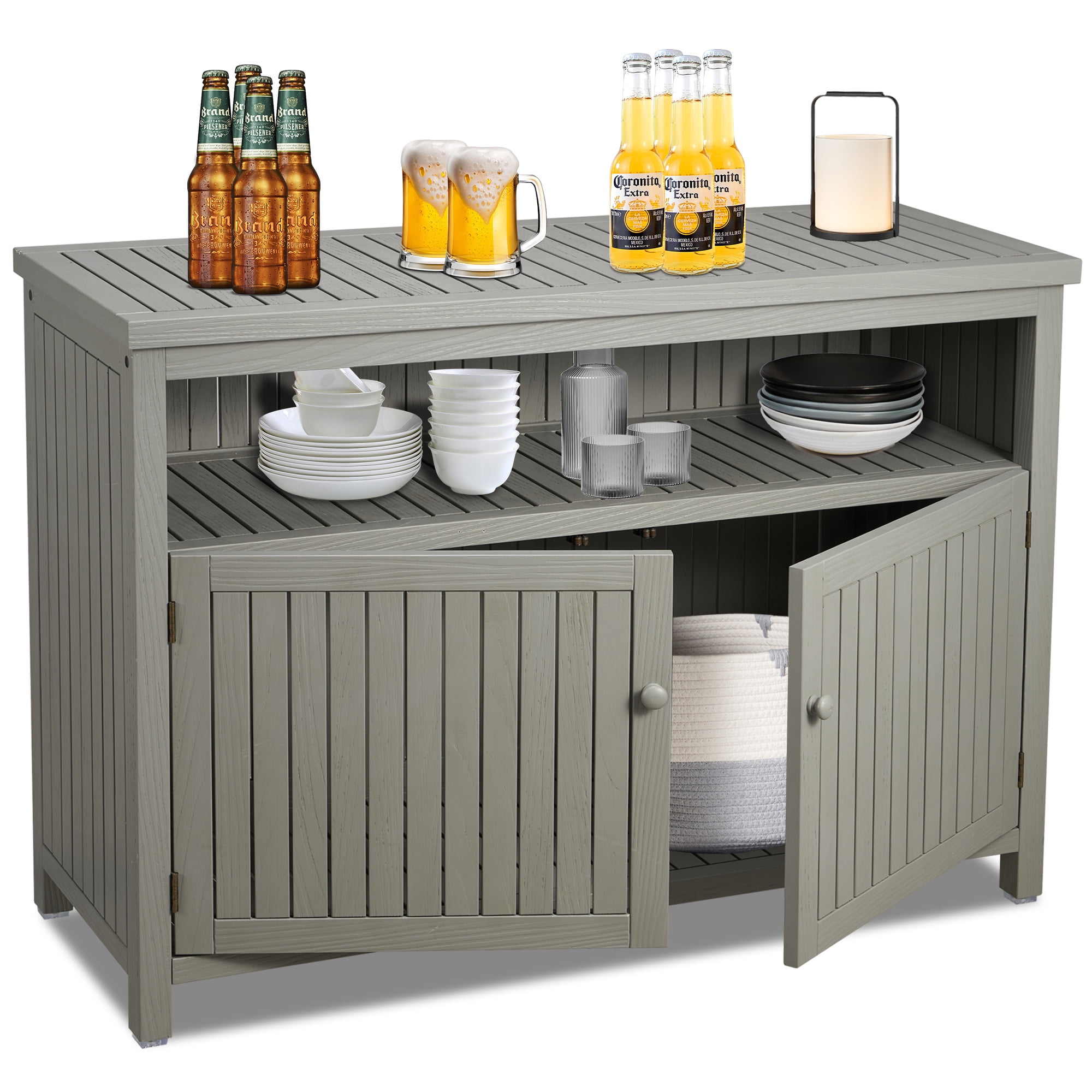 Outdoor Console Sideboards Buffet Cabinet, Solid Wood Storage Cabinet ...