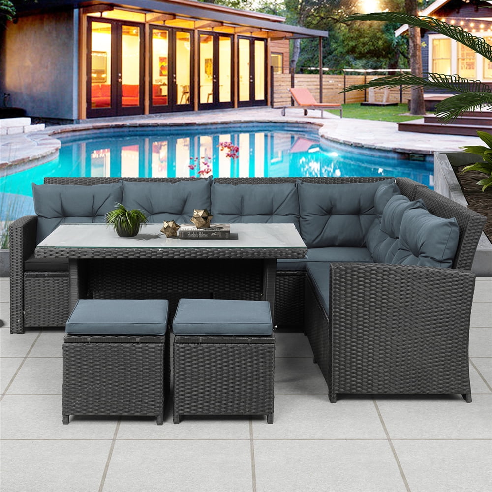 Outdoor Conversation Set, 6 Piece Patio Furniture Set with Loveseat ...