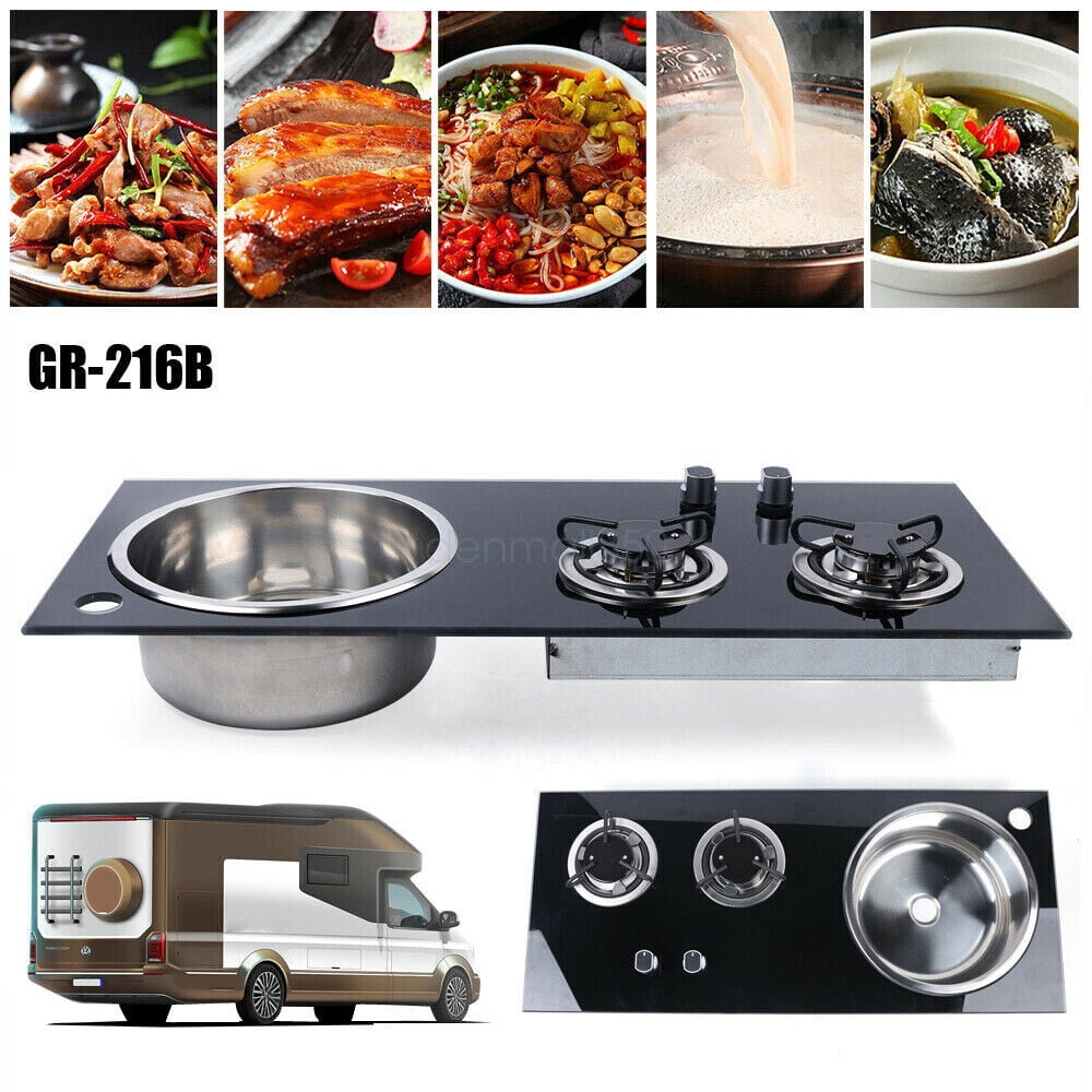 Outdoor Cooker LPG Gas Stove Hob Sink Combo Black For Boat Caravan RV ...
