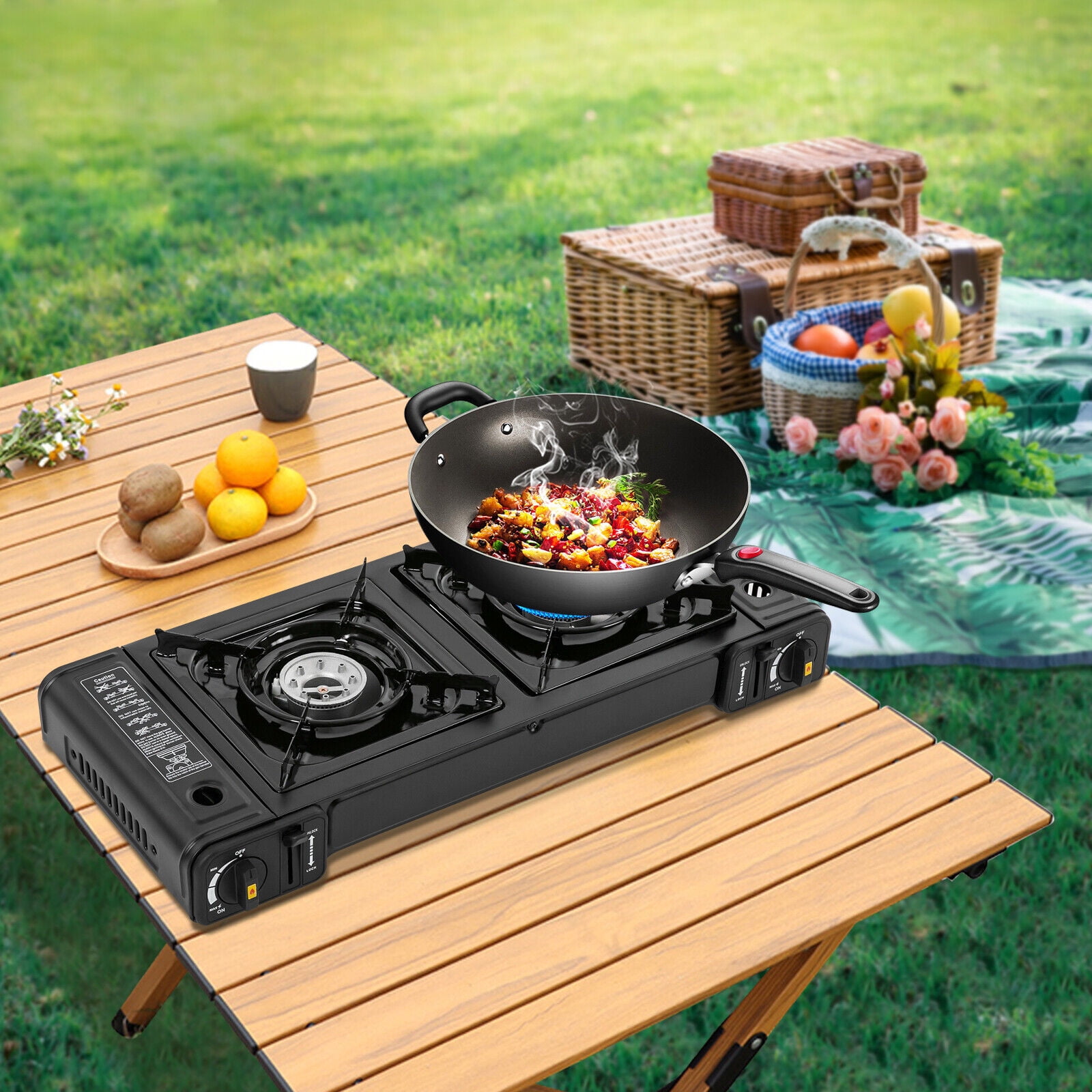 Outdoor Cooking Burner Lpg Camping Stove, Portable Camping Stove with 1 ...