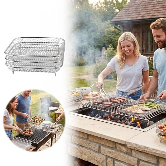 Outdoor Cooking Grill Accessories 3-Tier Stainless Steel BBQ Grill ...