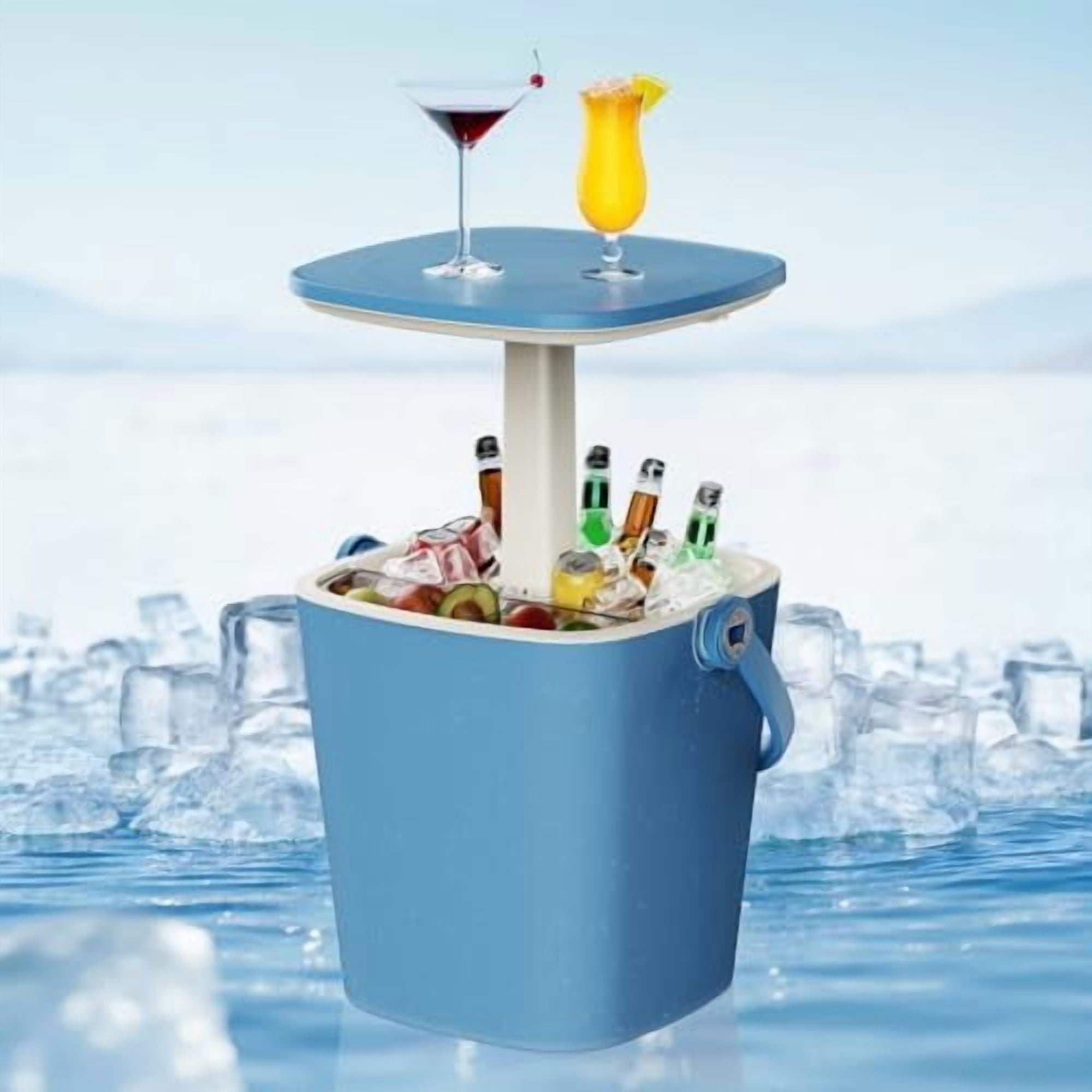 Outdoor Cool Bar Table with Adjustable Height,4-Gallon All-Weather Ice ...