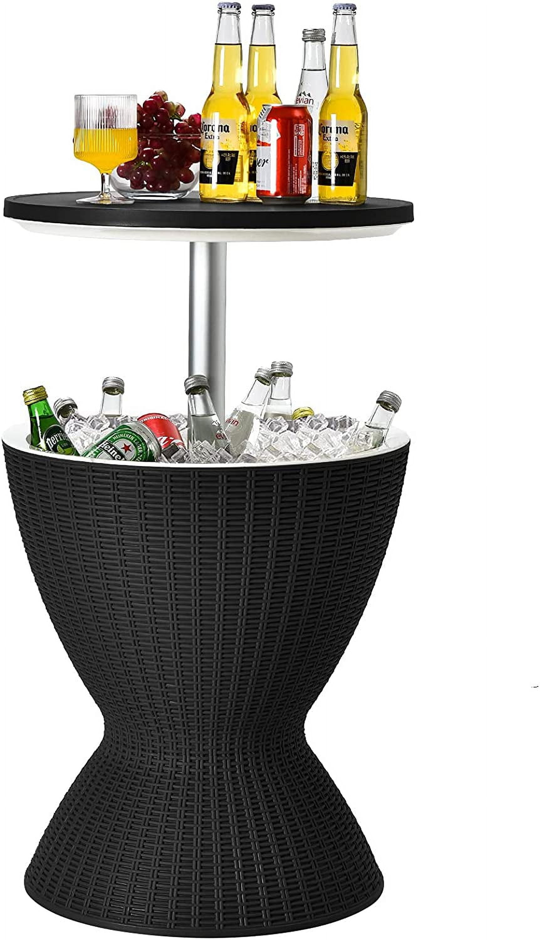 Outdoor Cool Bar Table, Rattan Patio 8 Gallon Beer and Wine Cooler, All ...