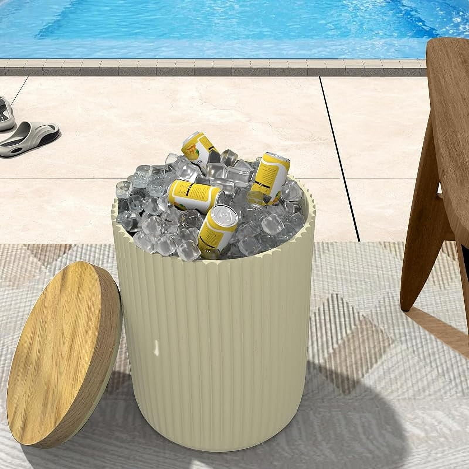 Outdoor Cooler Table, 4-in-1 Multifunctional, Beige, 11 Gallon Capacity ...