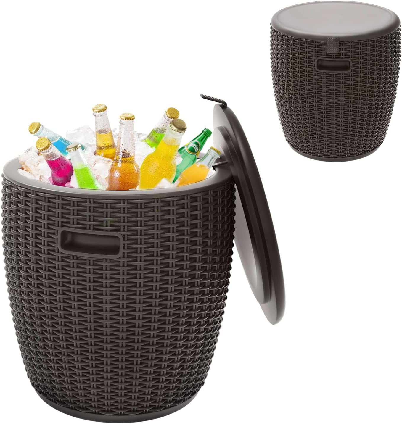 Outdoor Cooler Table Rattan Pattern - 9.5 Gallon Portable Ice Chest for ...