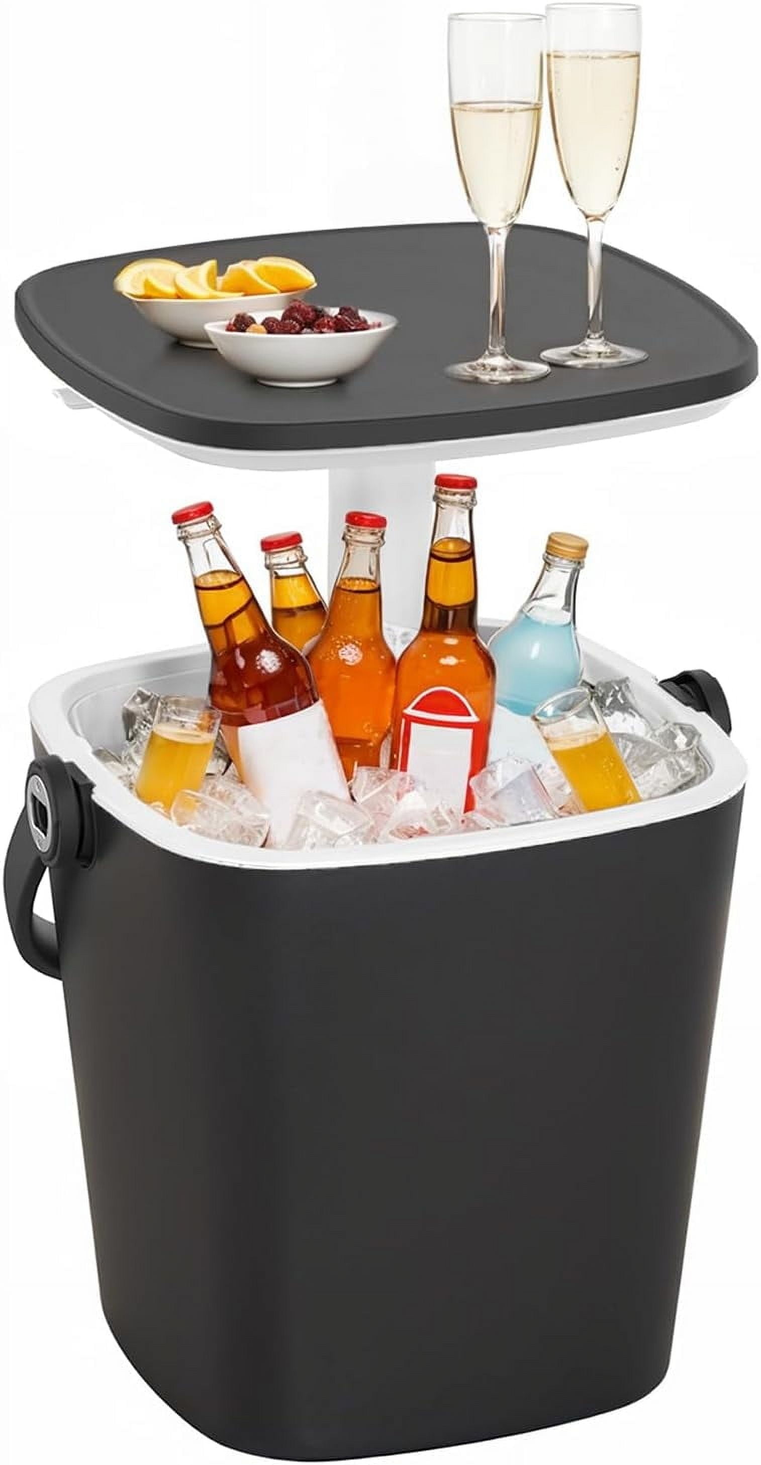 14.69×14.25×14.69in Rattan-Style 8 Gallon 3-in-1 Outdoor Cooler Table ...