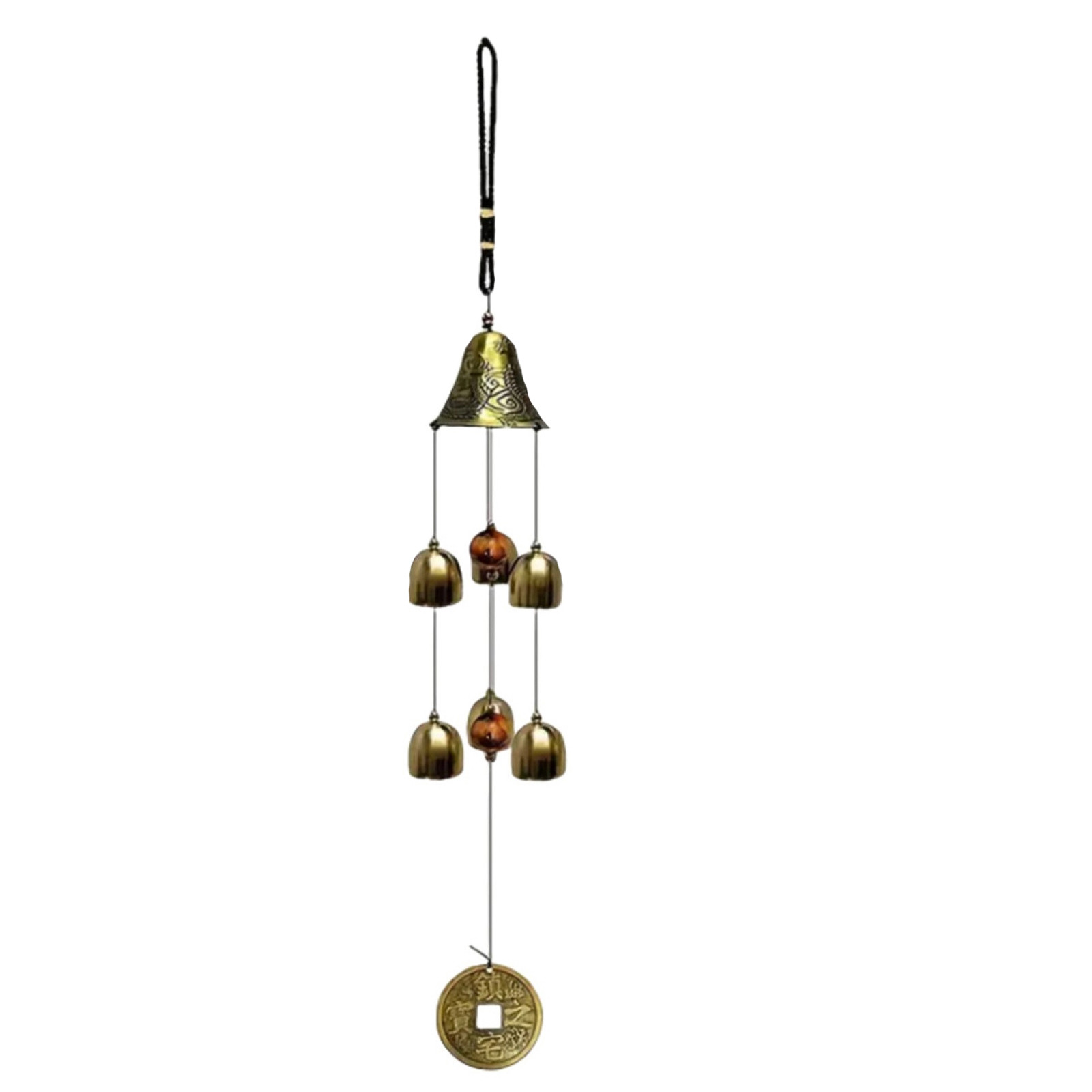 Outdoor Copper Wind Chimes with 6 Metal Bells, Hanging Garden Patio ...