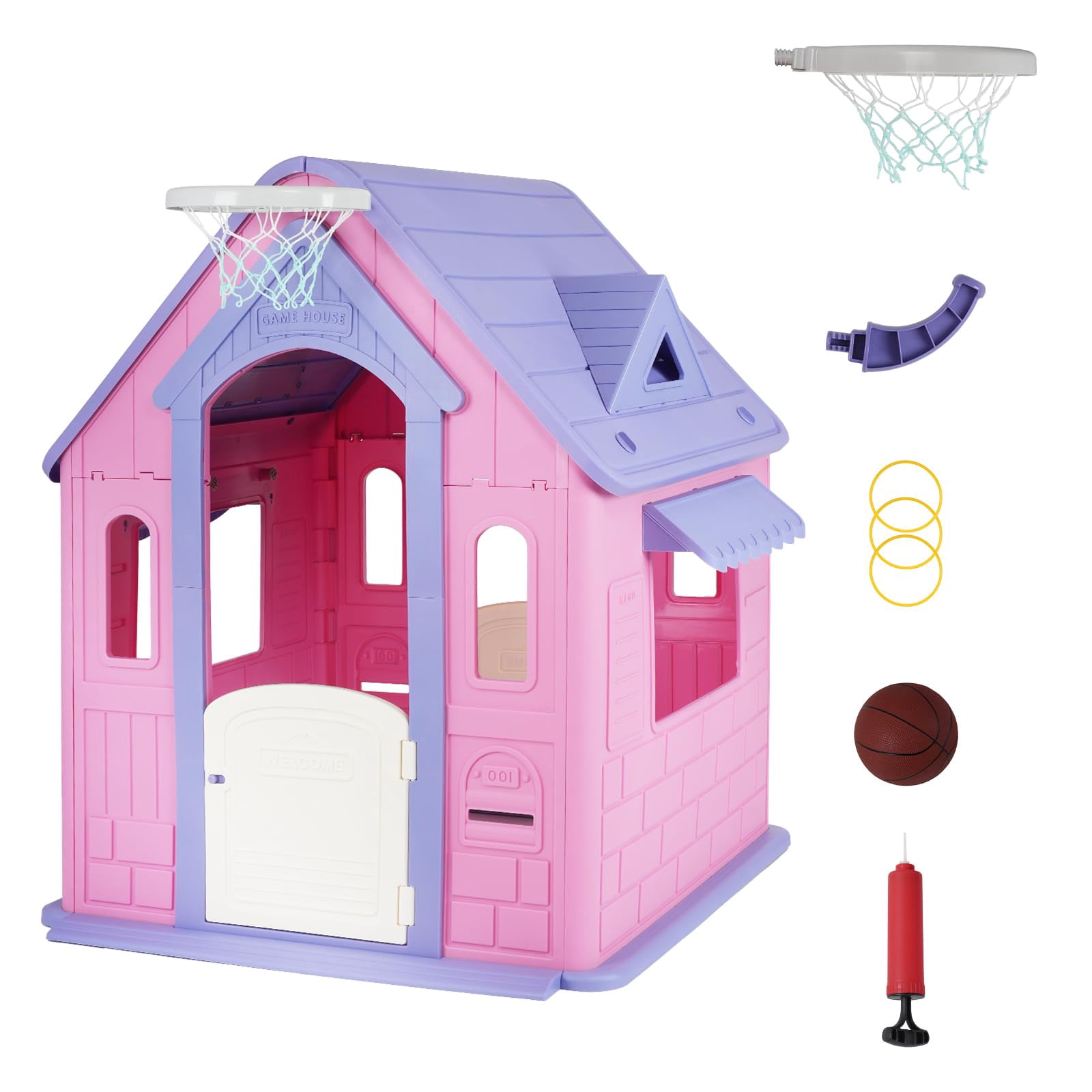 Outdoor Cottage Playhouse for Kids – 5-in-1 Activity Center with ...