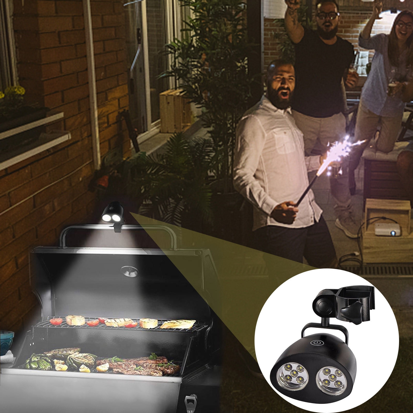 Outdoor Courtyard Rotating LED Barbecue Light, Stainless Steel ...