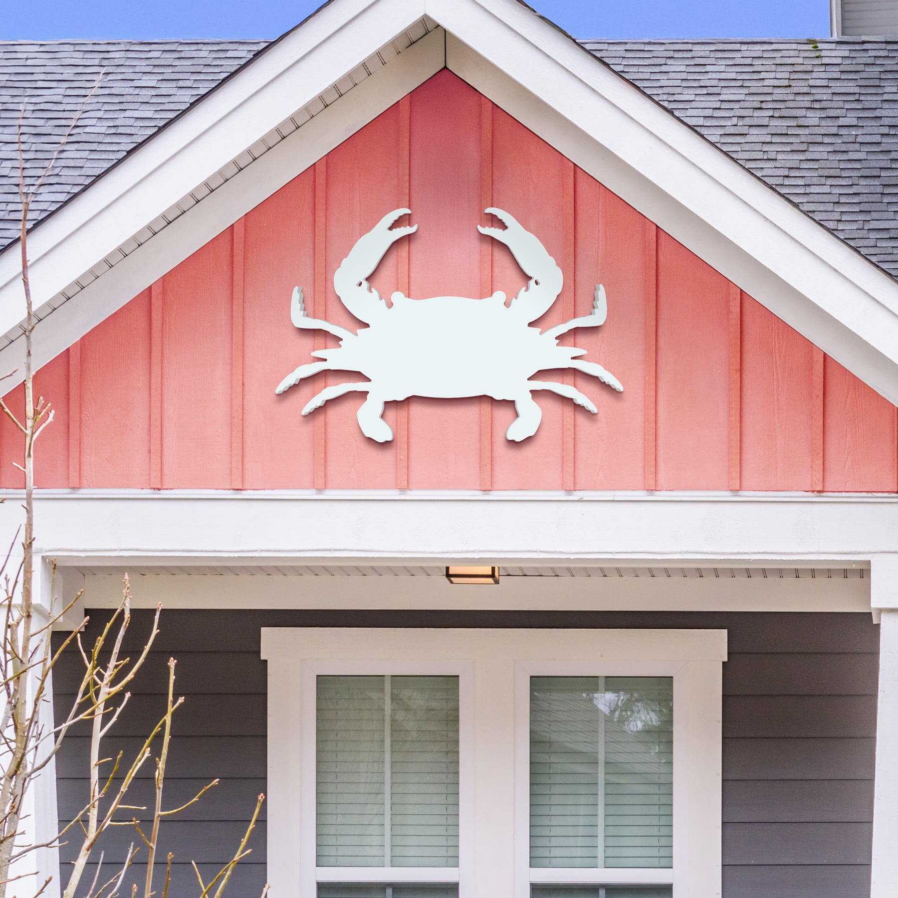 Outdoor Crab Wall Decor – White PVC Crab Sign for Beach House, Cottage ...