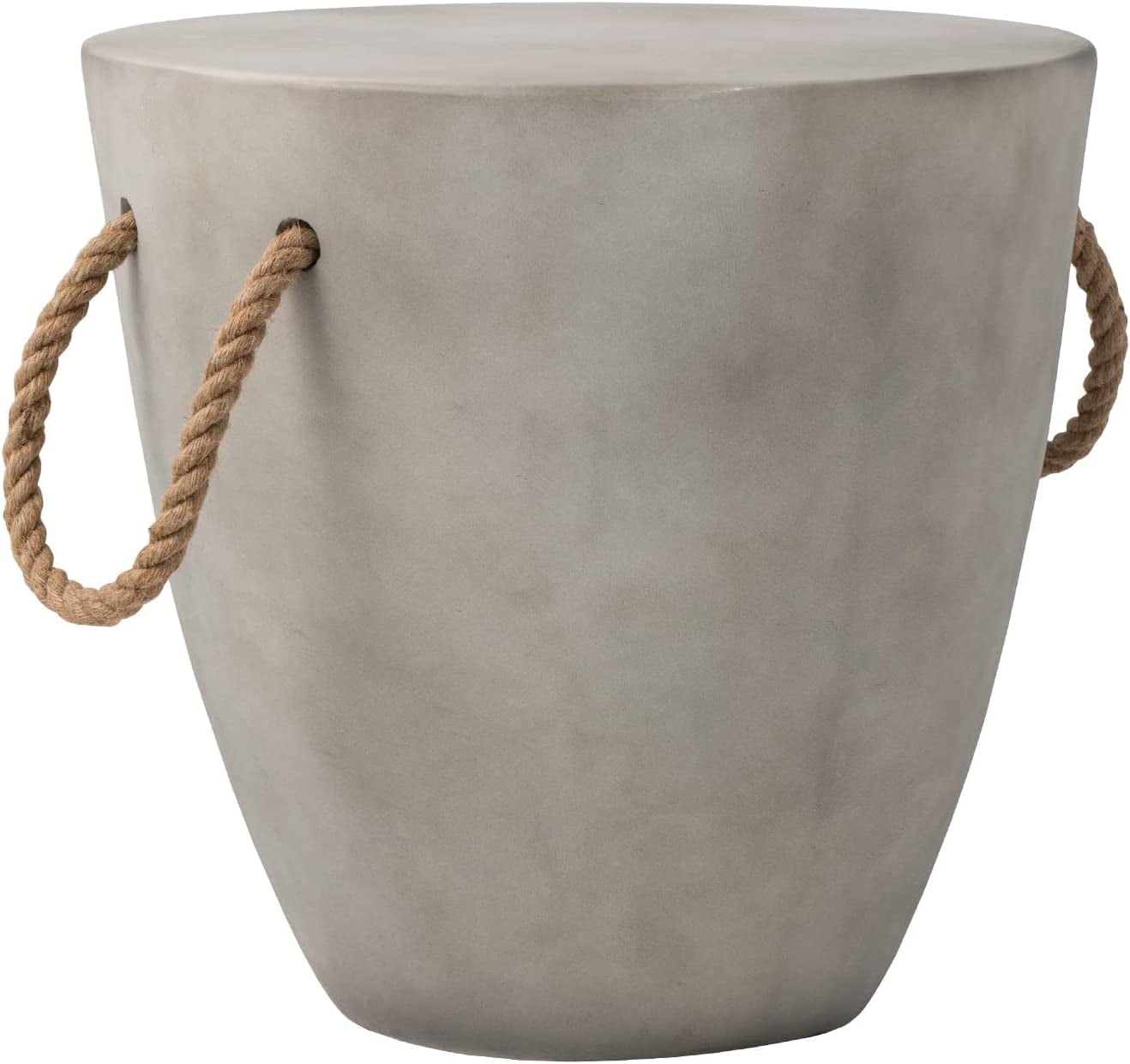 Outdoor Cup Shaped Side Table, Concrete Side Table w Hemp Rope Handles ...