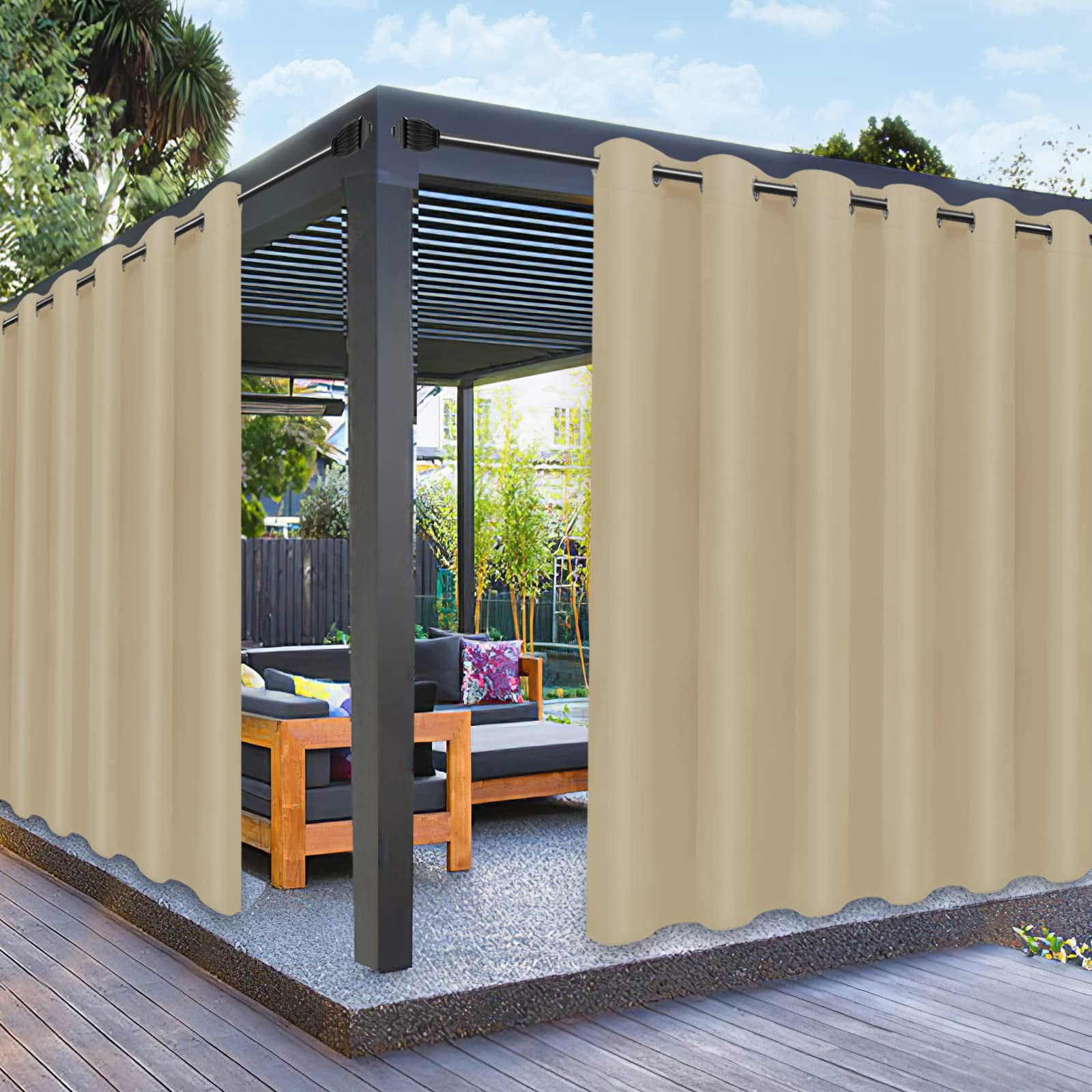 Outdoor Curtain Beige 100"W x 95"L (Pack of 1) - Walmart.com