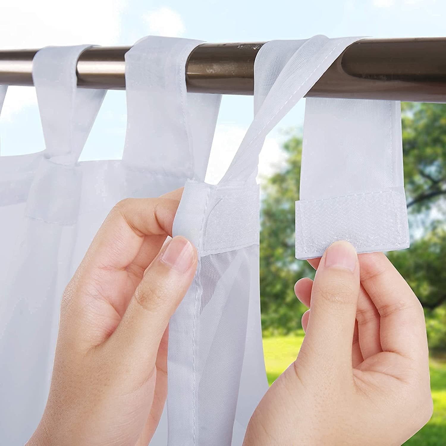 Outdoor Curtain for Patio, Detachable Sticky Tab Top for Easy Hanging ...