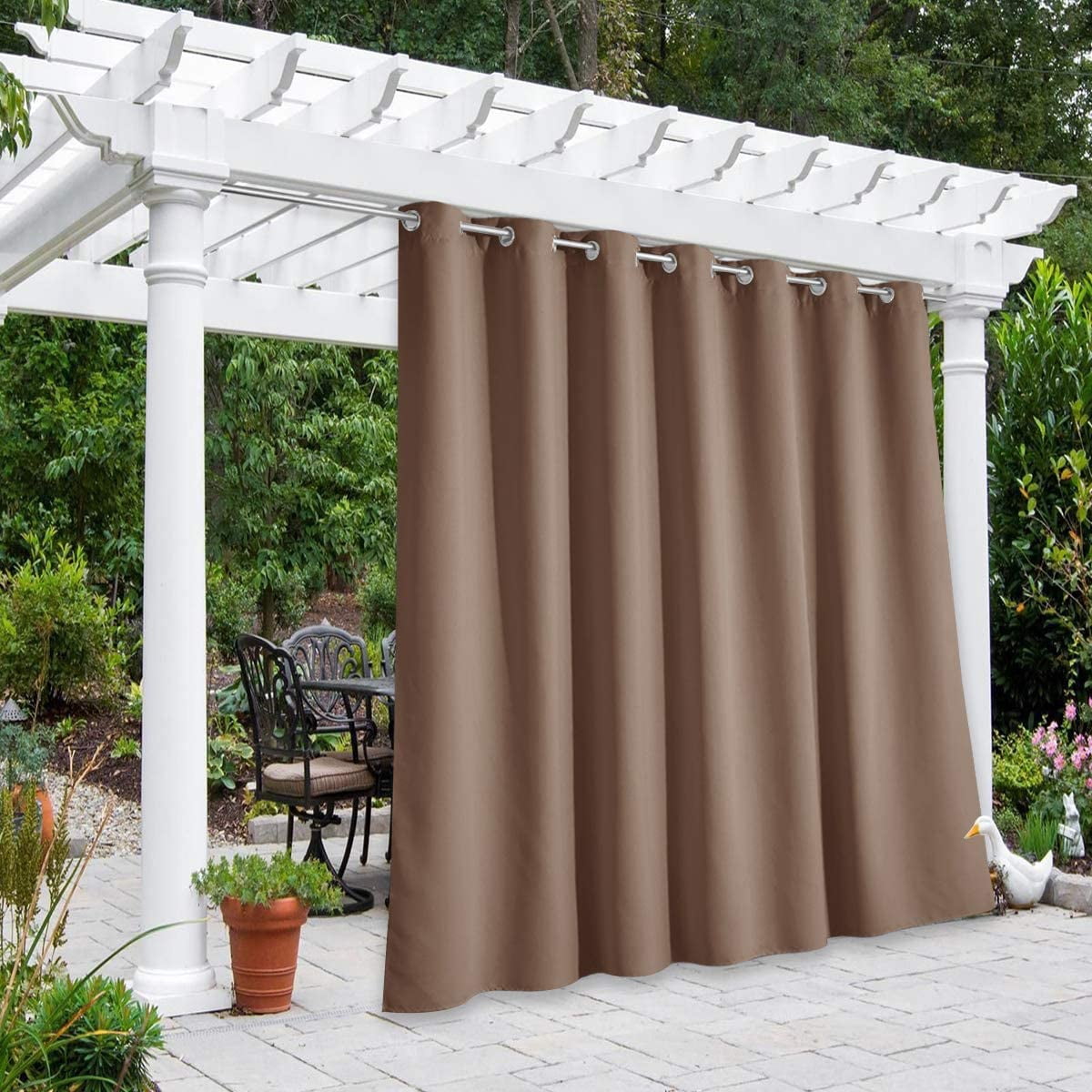 Outdoor Curtain for Patio Waterproof, Thermal Insulated Rustproof Grommet Blackout Cabana ...