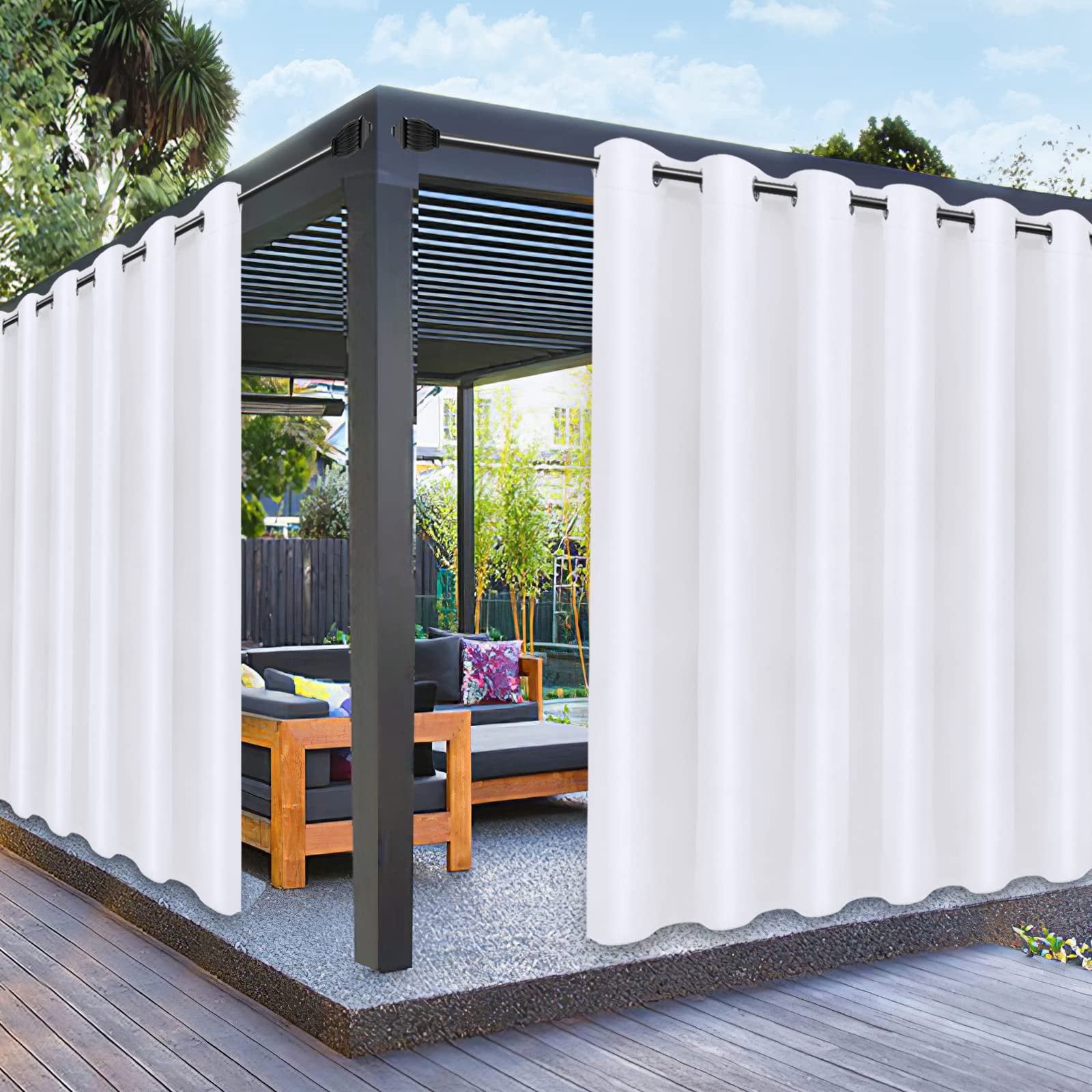 Outdoor Curtain White 100"W x 84"L (Pack of 1) - Walmart.com