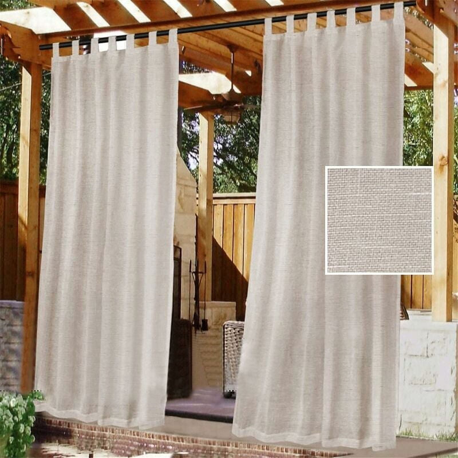 Outdoor Curtain for Patio, Detachable Sticky Tab Top for Easy Hanging ...