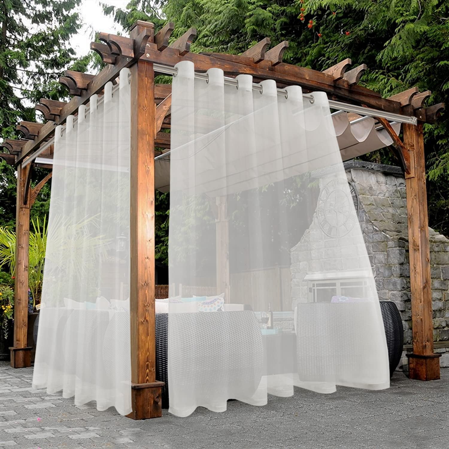 Outdoor Curtains Beige 100"W x 95"L (Pack of 2) - Walmart.com