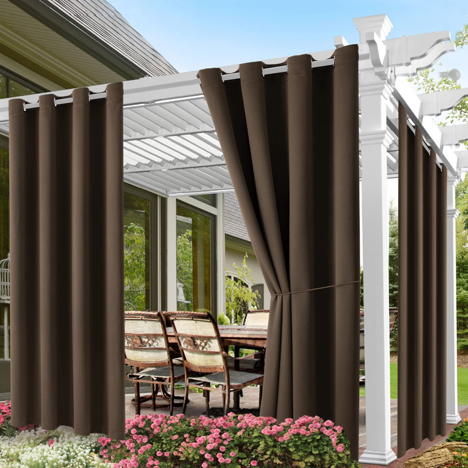 Outdoor Curtains Brown 52"W x 84"L (Pack of 2) - Walmart.com