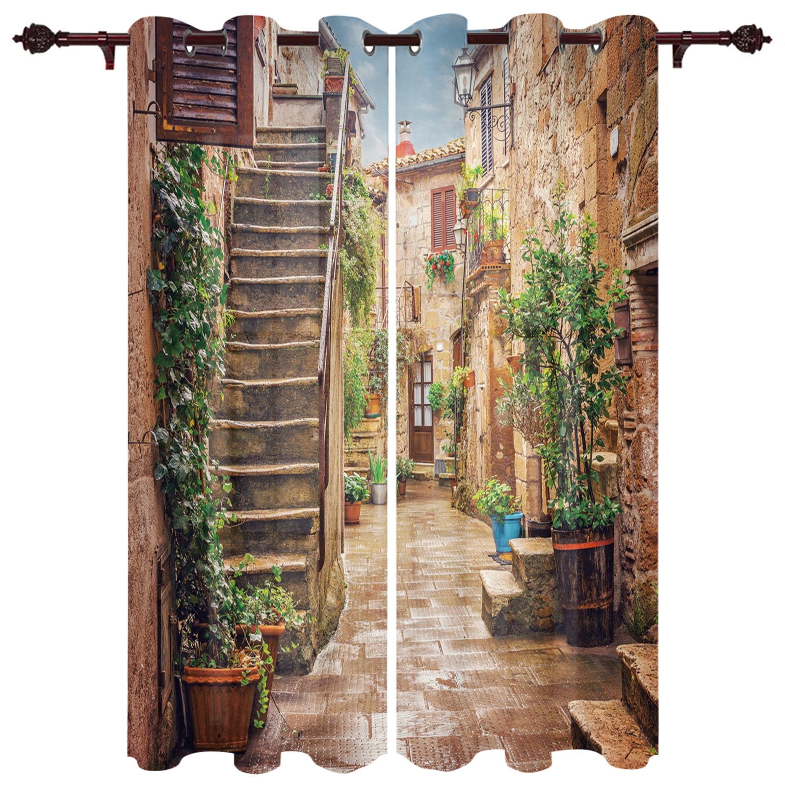 Outdoor Curtains Corridor Pillars Dusk Clouds Living Room Kitchen ...