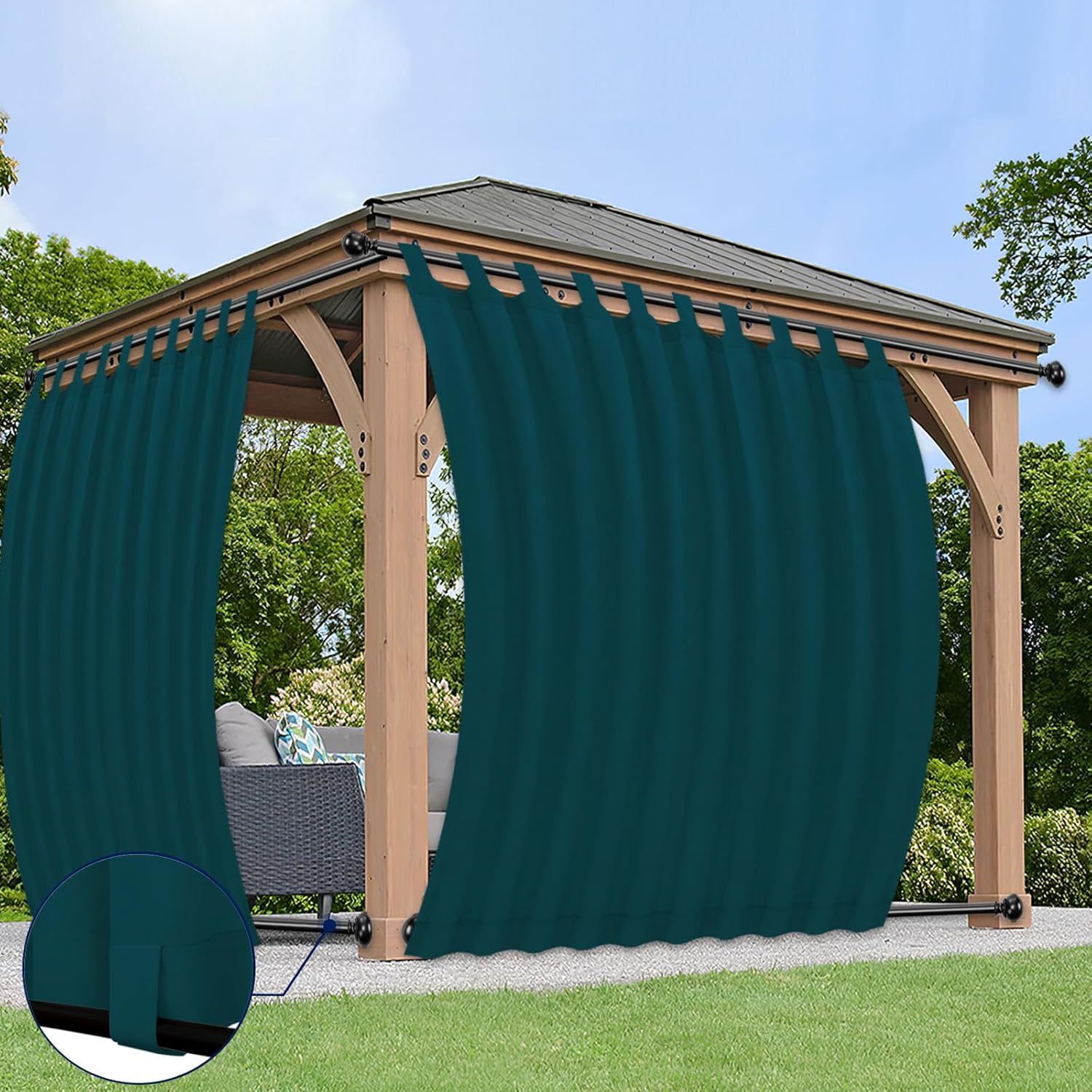 Outdoor Curtains for Detachable Sticky Tab Top Patio Waterproof ...