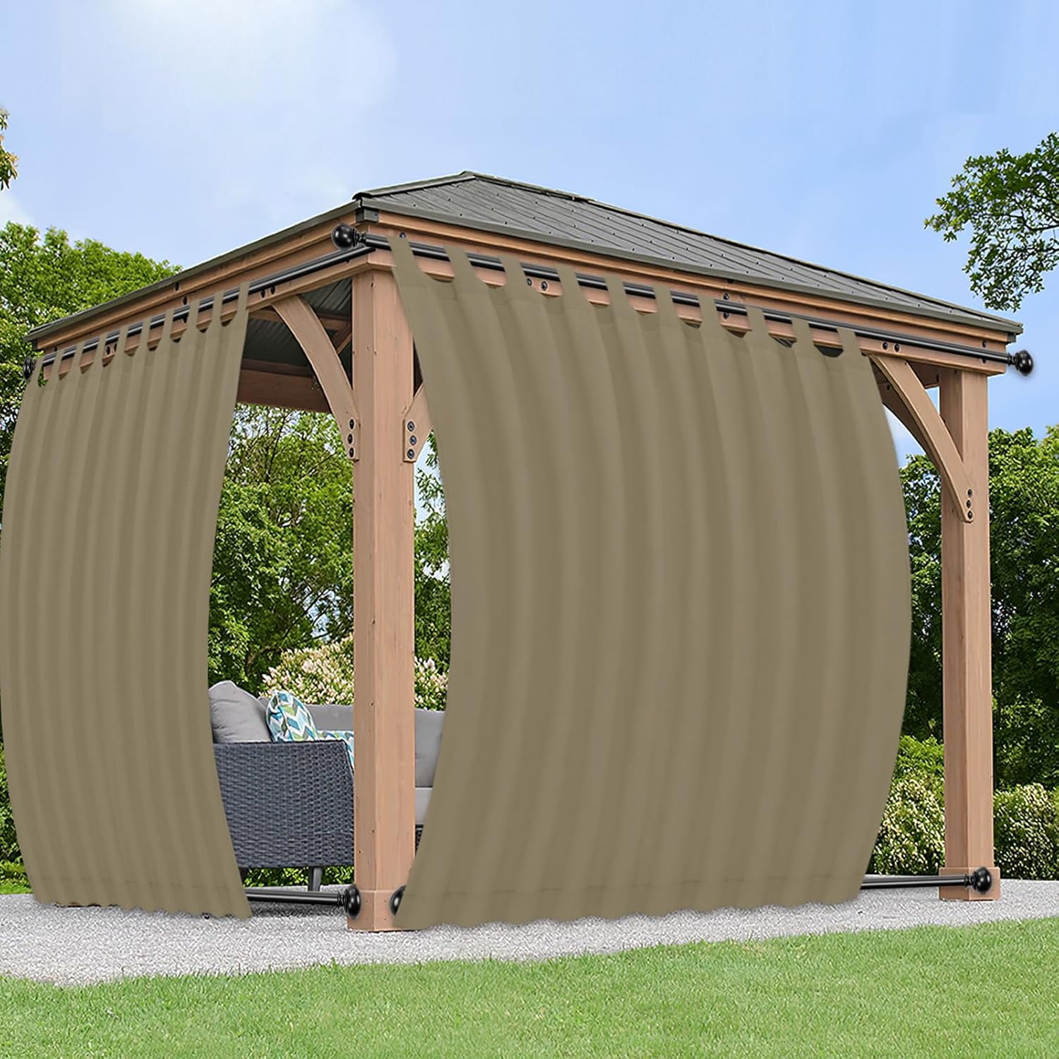 Outdoor Curtains for Detachable Sticky Tab Top Patio Waterproof/Weatherproof, UV and Fade ...