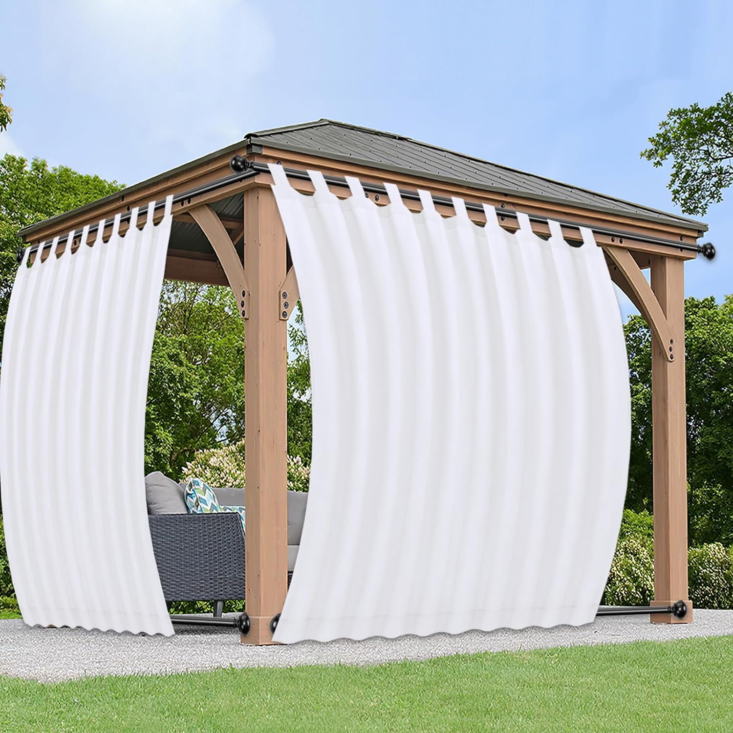 Outdoor Curtains for Detachable Sticky Tab Top Patio Waterproof ...