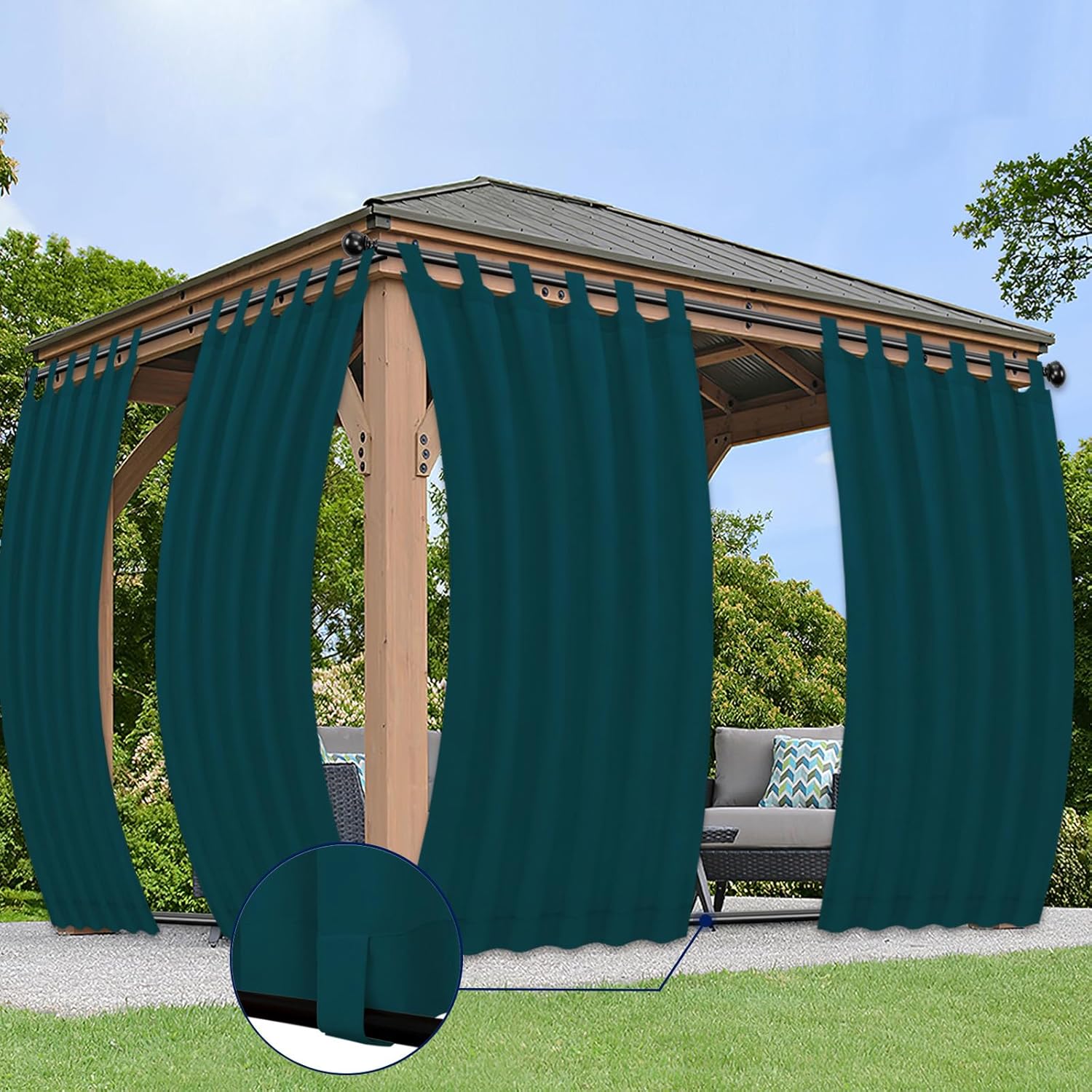 Outdoor Curtains for Detachable Sticky Tab Top Patio Waterproof ...