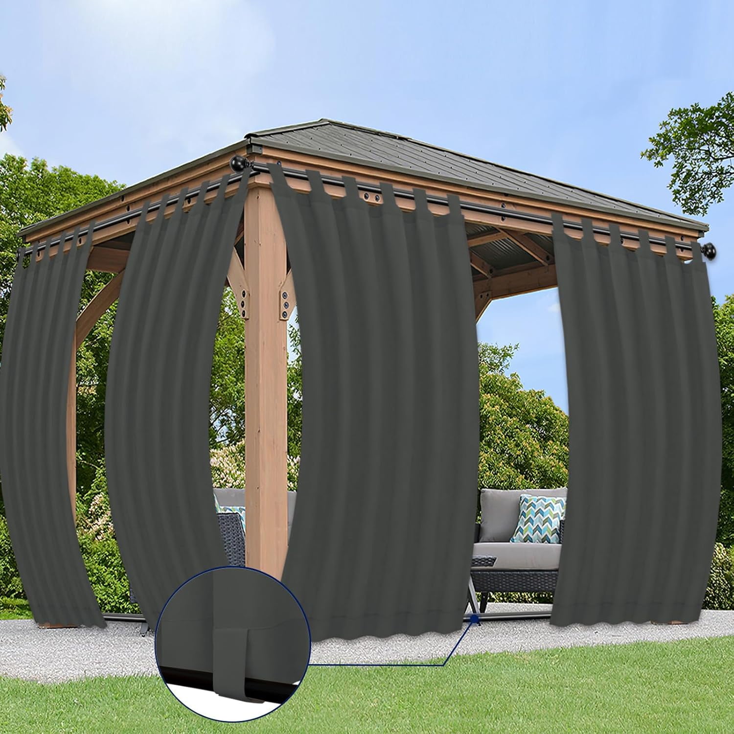 Outdoor Curtains for Detachable Sticky Tab Top Patio Waterproof ...