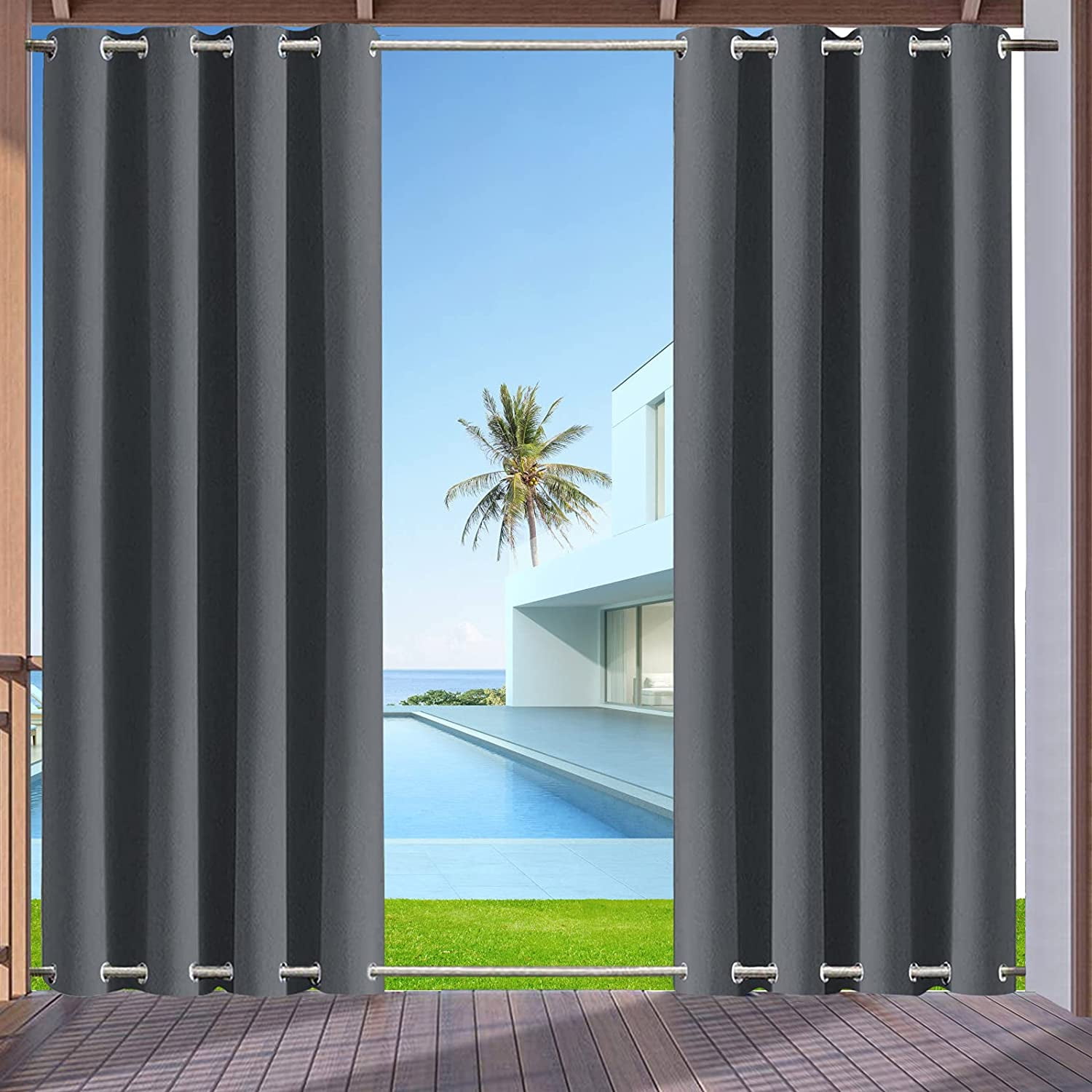 Outdoor Curtains 108 in, Waterproof, Windproof, Blackout, Thermal ...