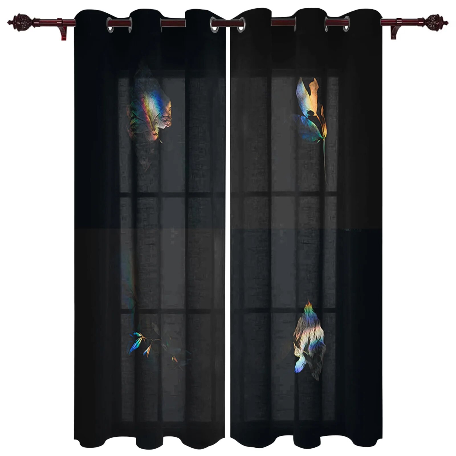 Outdoor Curtains Fallen Leaves Rainbow Living Room Kitchen Curtain ...