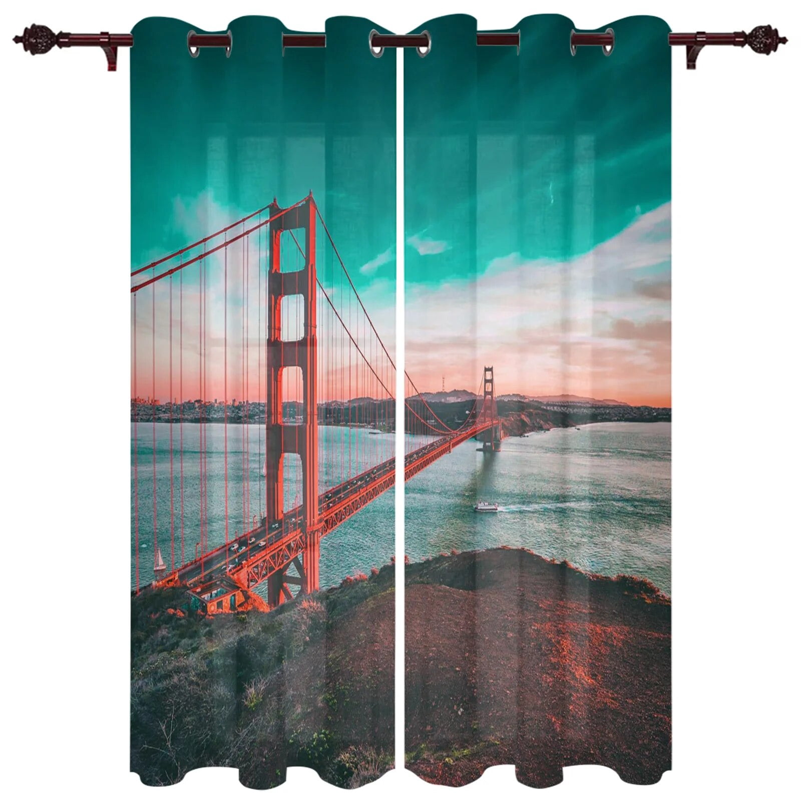 Outdoor Curtains Golden Gate Bridge Living Room Kitchen Curtain Drape ...