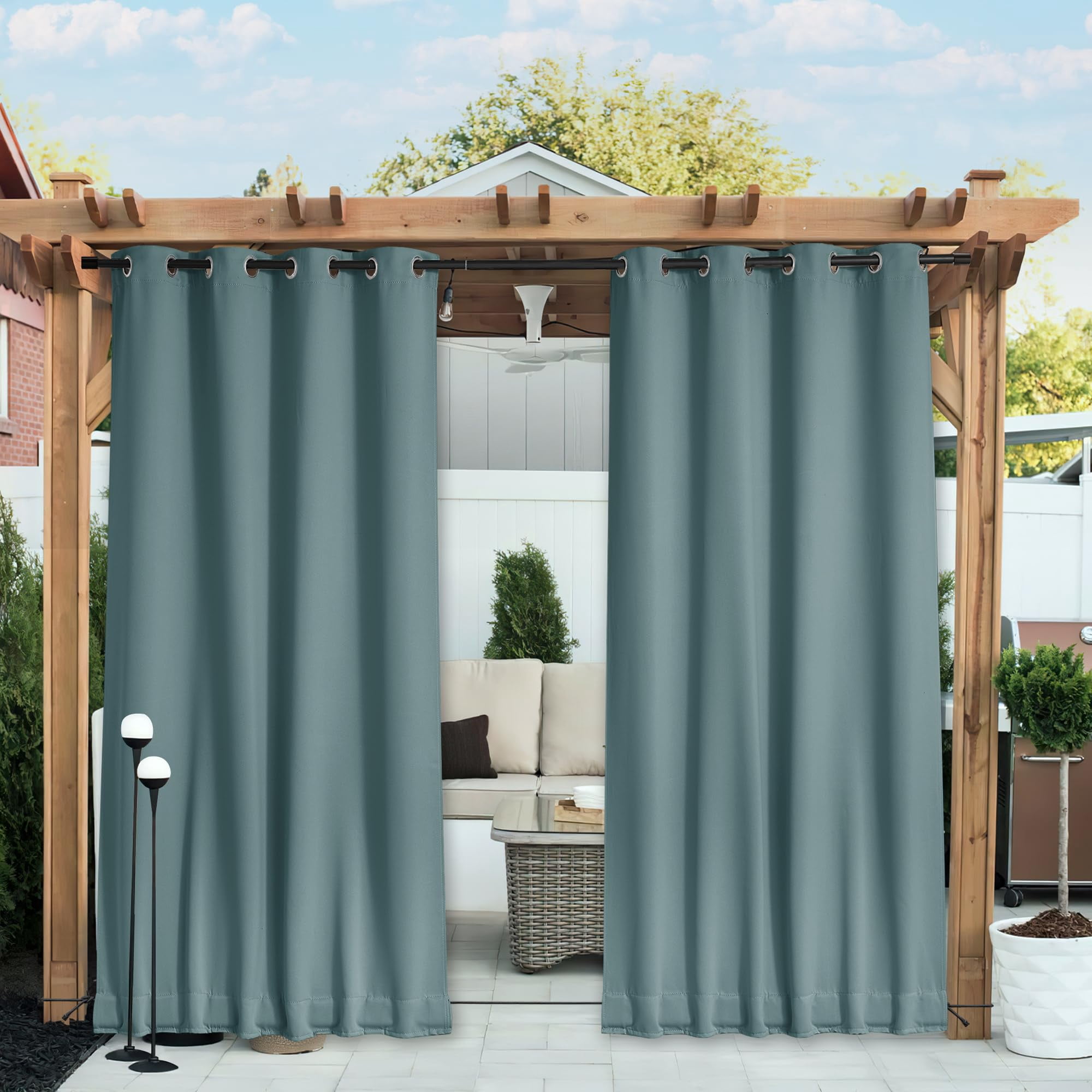Outdoor Curtains Greyish Blue 52"W x 84"L (Pack of 2) - Walmart.com