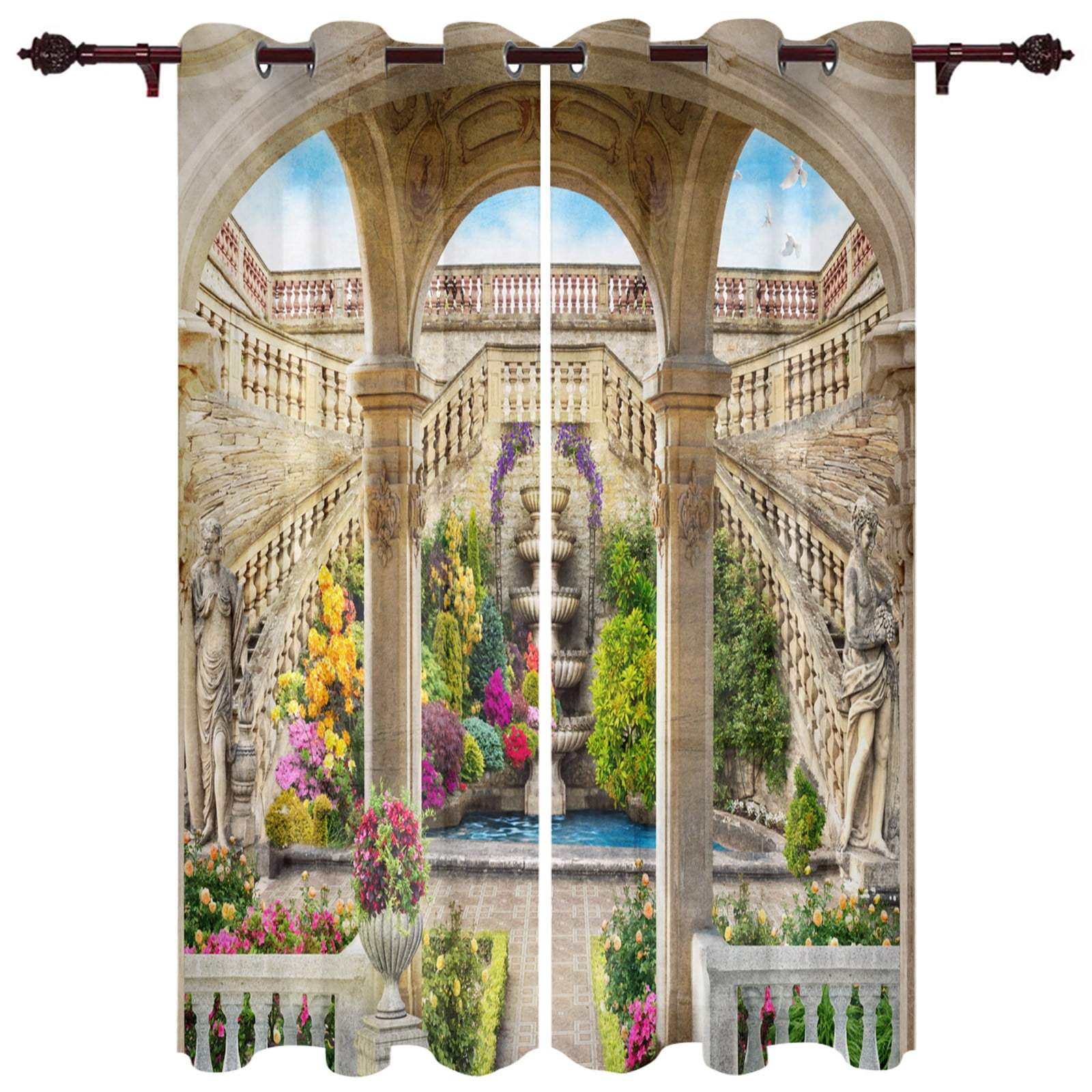 Outdoor Curtains Iron Gate Skull Floor Living Room Kitchen Curtain ...