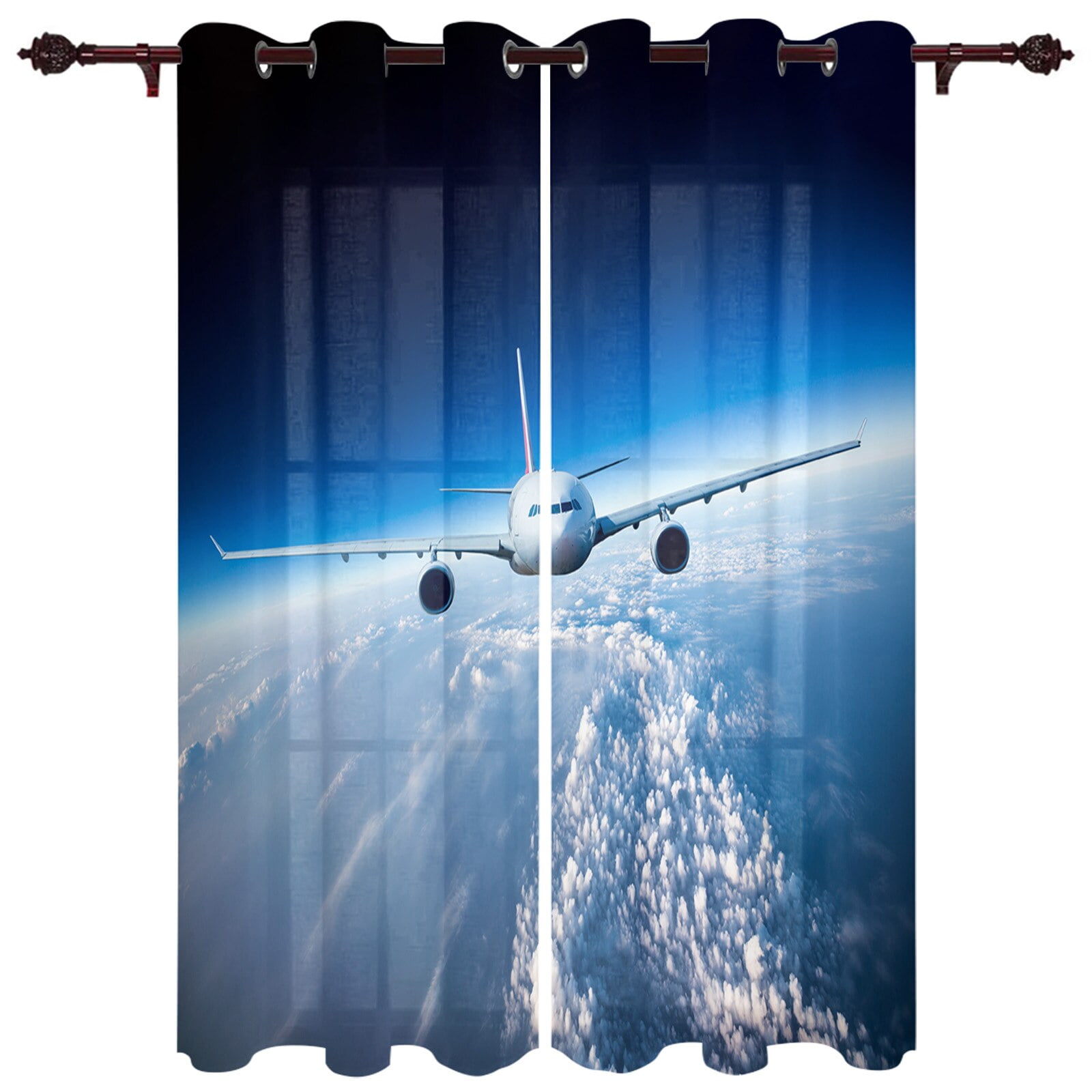 Outdoor Curtains Jet Plane Dusk Living Room Kitchen Curtain Drape For ...