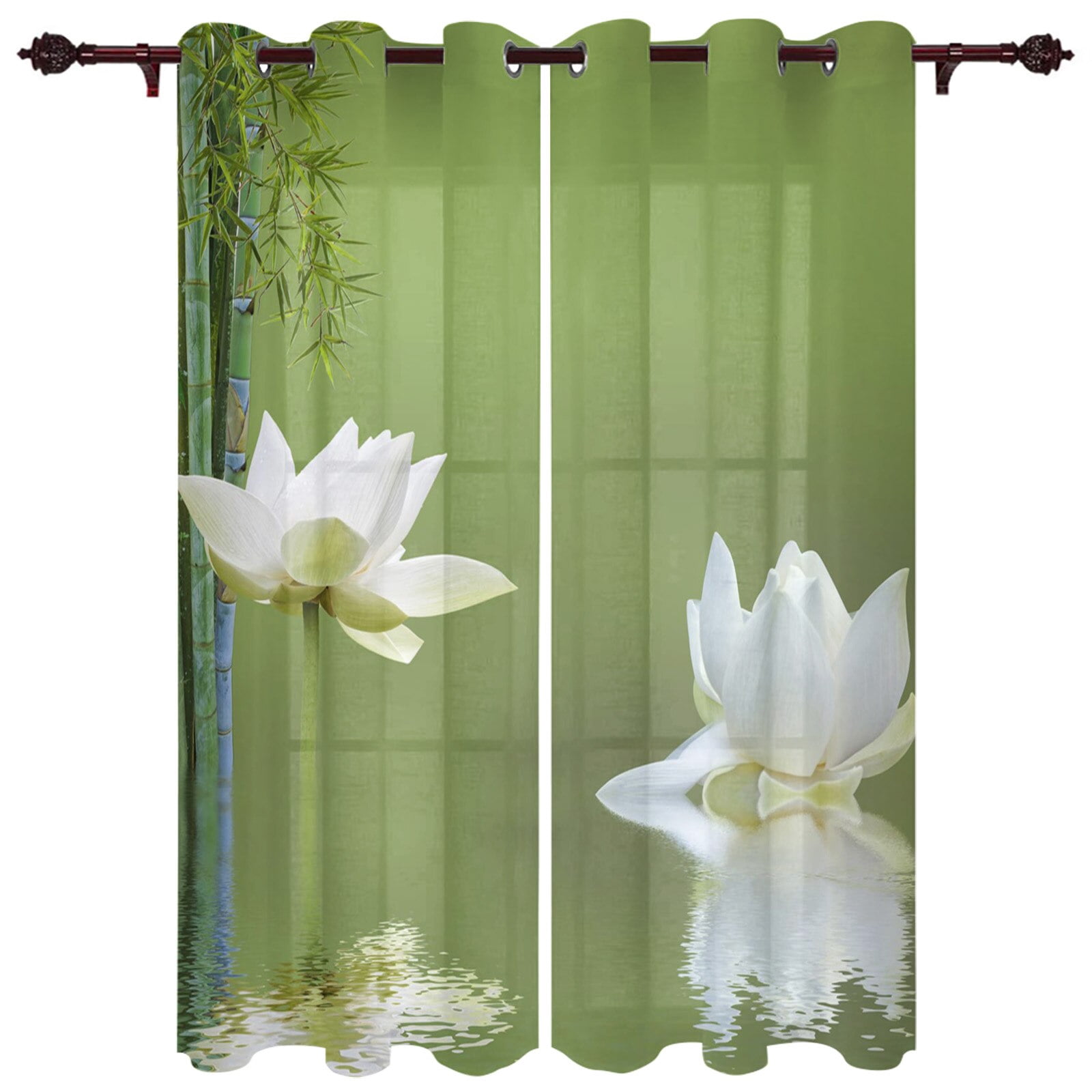 Outdoor Curtains Lotus Pattern Art Living Room Kitchen Curtain Drape ...