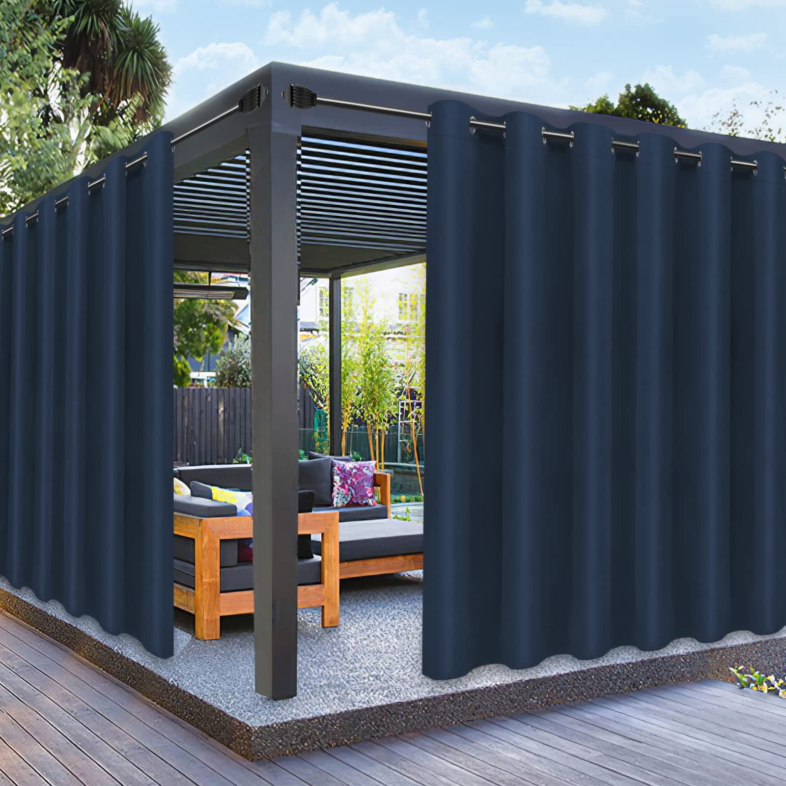 Outdoor Curtains Navy Blue 100"W x 84"L (Pack of 1) - Walmart.com