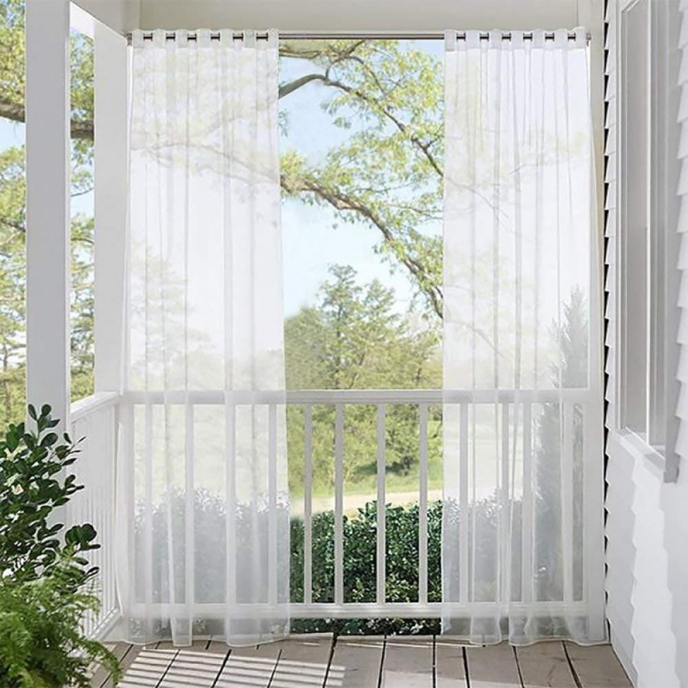 Outdoor Curtains for Patio - 1 Panel Linen Look Semi-Sheer Curtains for ...