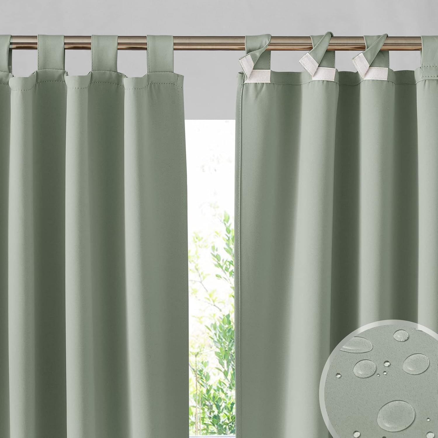 Outdoor Curtains for Patio - 2 Panels Detachable Sticky Top Outdoor ...