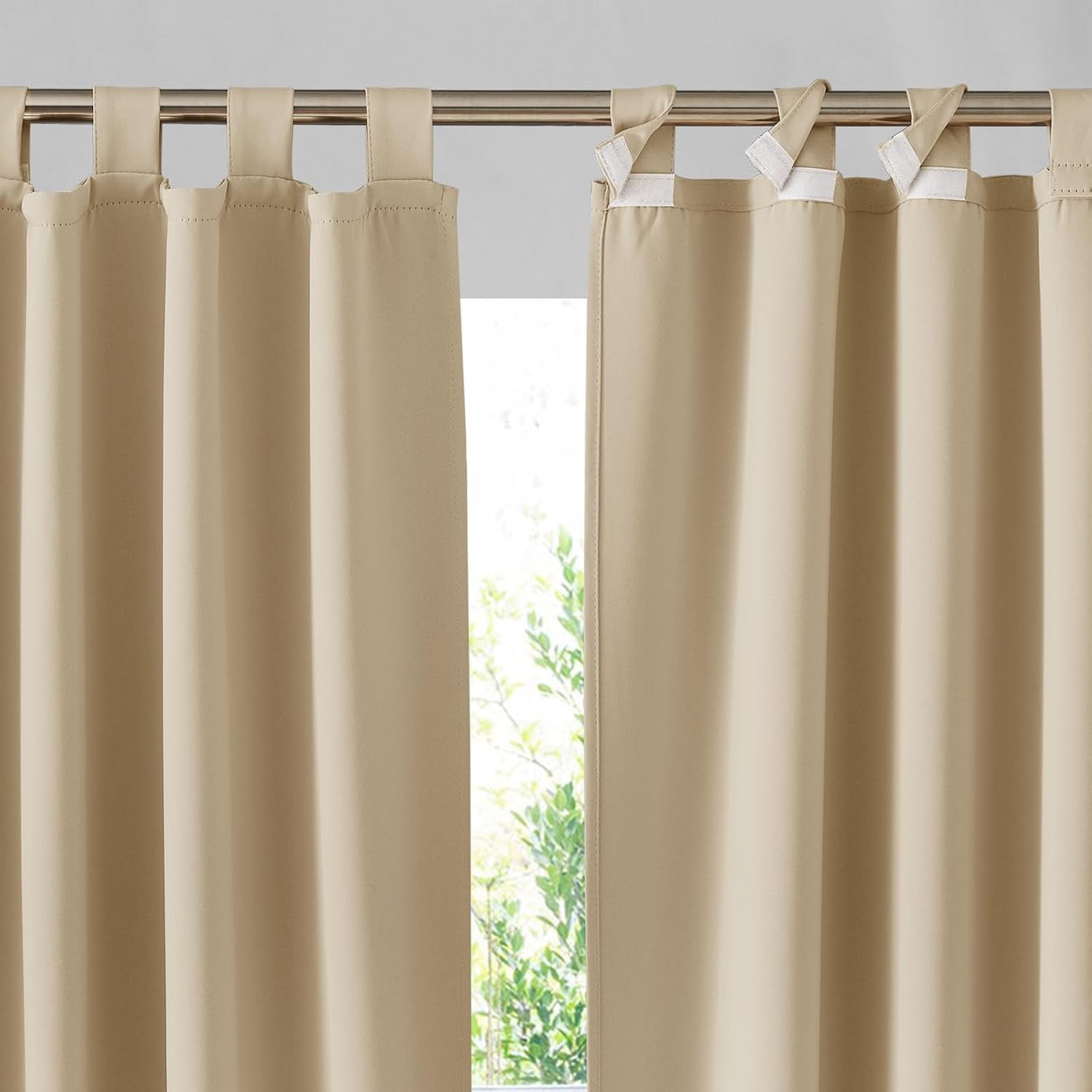 Outdoor Curtains for Patio - 2 Panels Detachable Sticky Top Outdoor ...