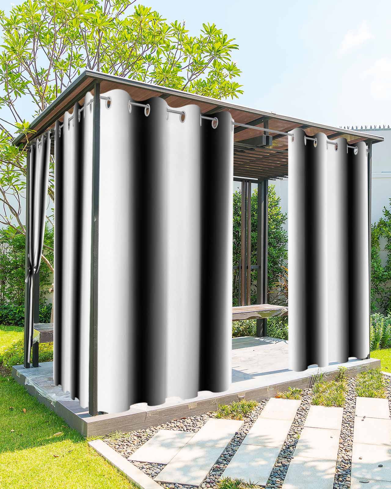 Outdoor Curtains for Patio, Black Ombre Waterproof Blackout Outside ...